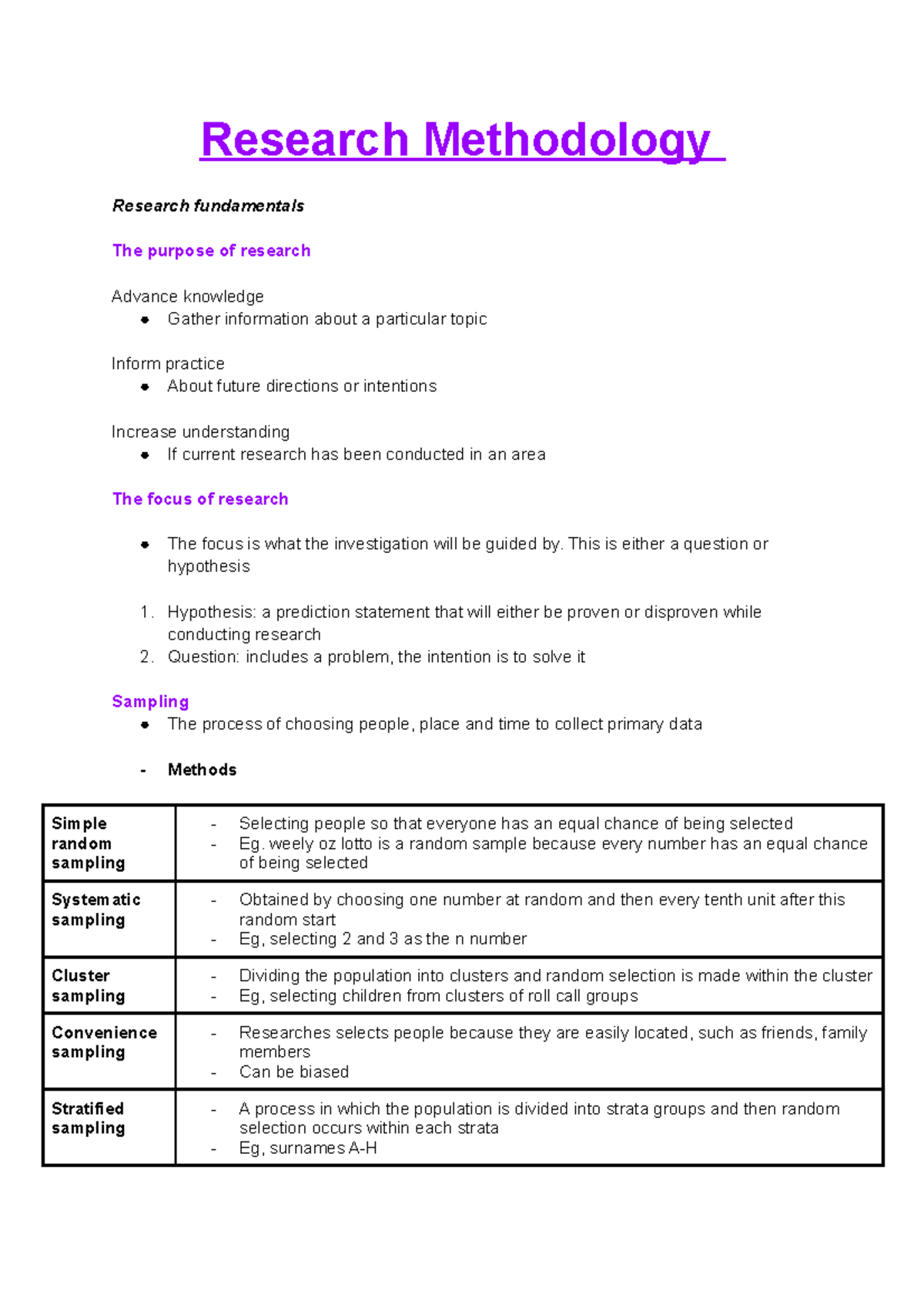 Research Methodology - Research Methodology Research fundamentals The ...