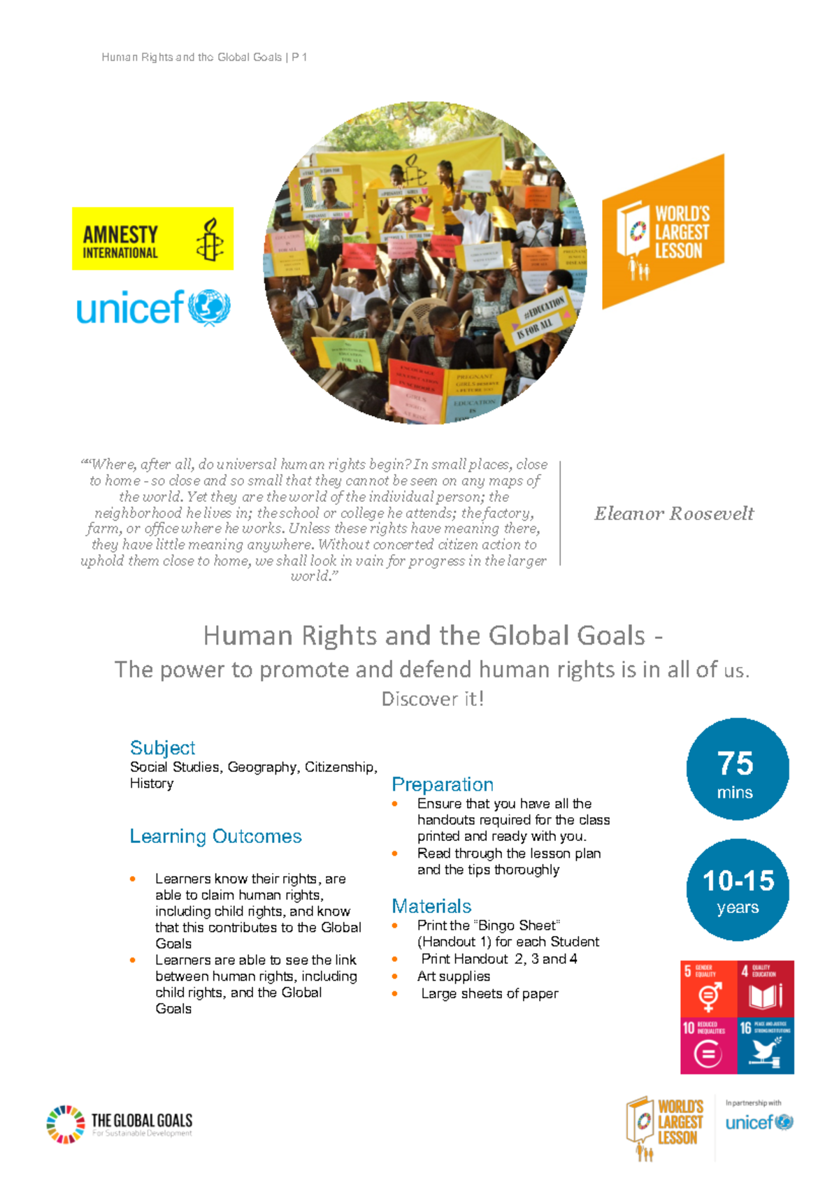 Amnesty WLL lesson plan English - 75 mins “ “ Where, after all, do ...