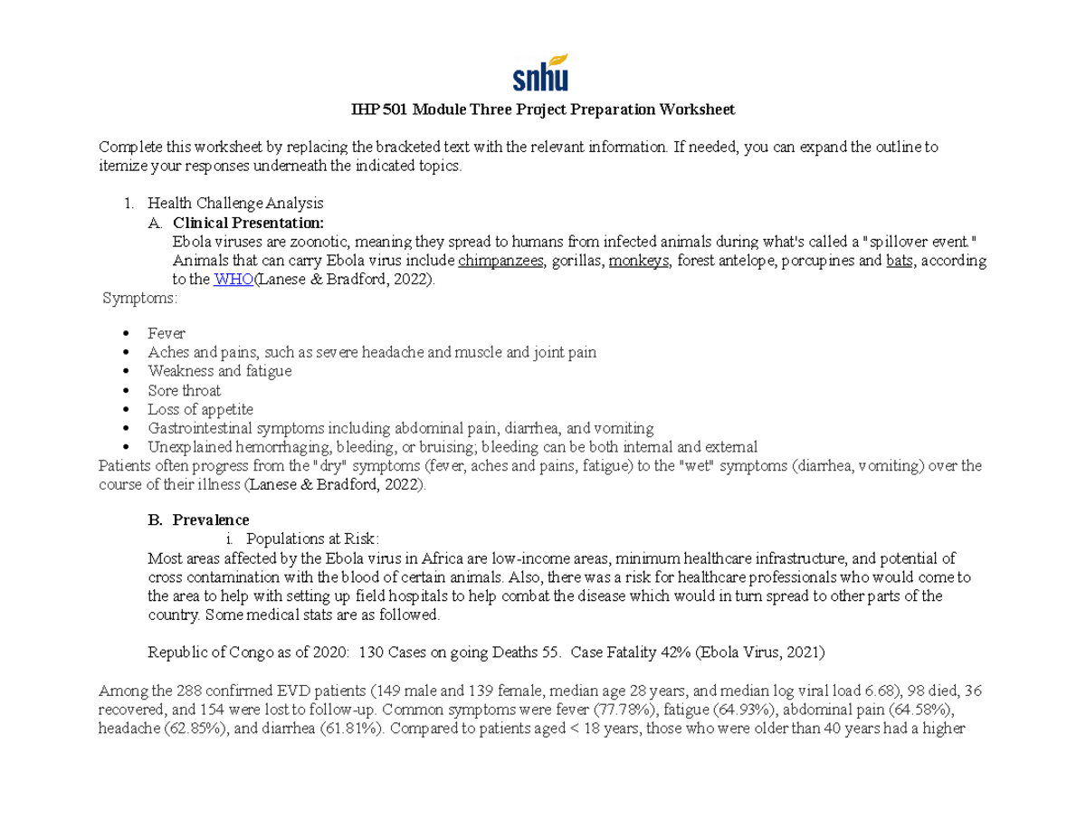 3-2 Specific helath challenge GB Health - IHP 501 Module Three Project ...