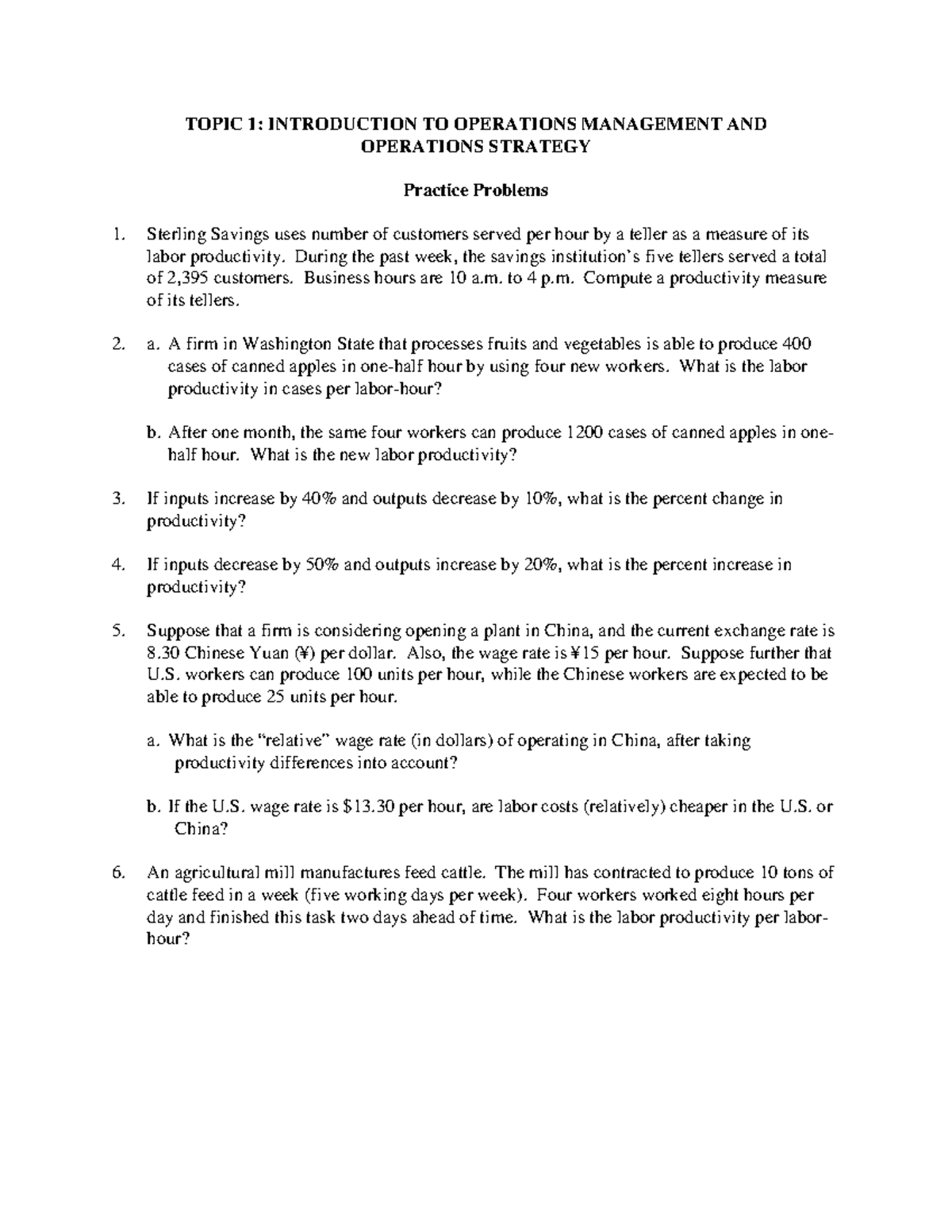 Topic 1 - Practice Problems - Questions - TOPIC 1: INTRODUCTION TO ...