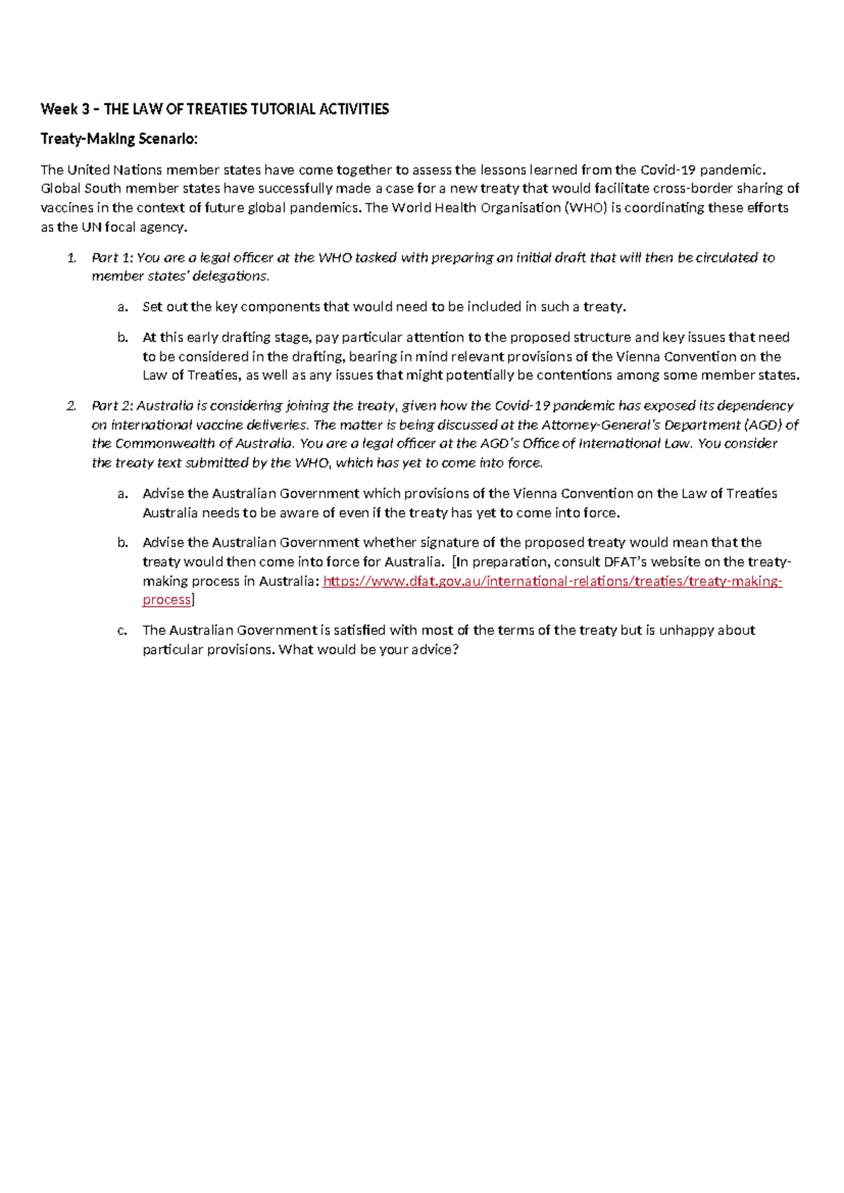 Law of treaties tutorial - Week 3 – THE LAW OF TREATIES TUTORIAL ...