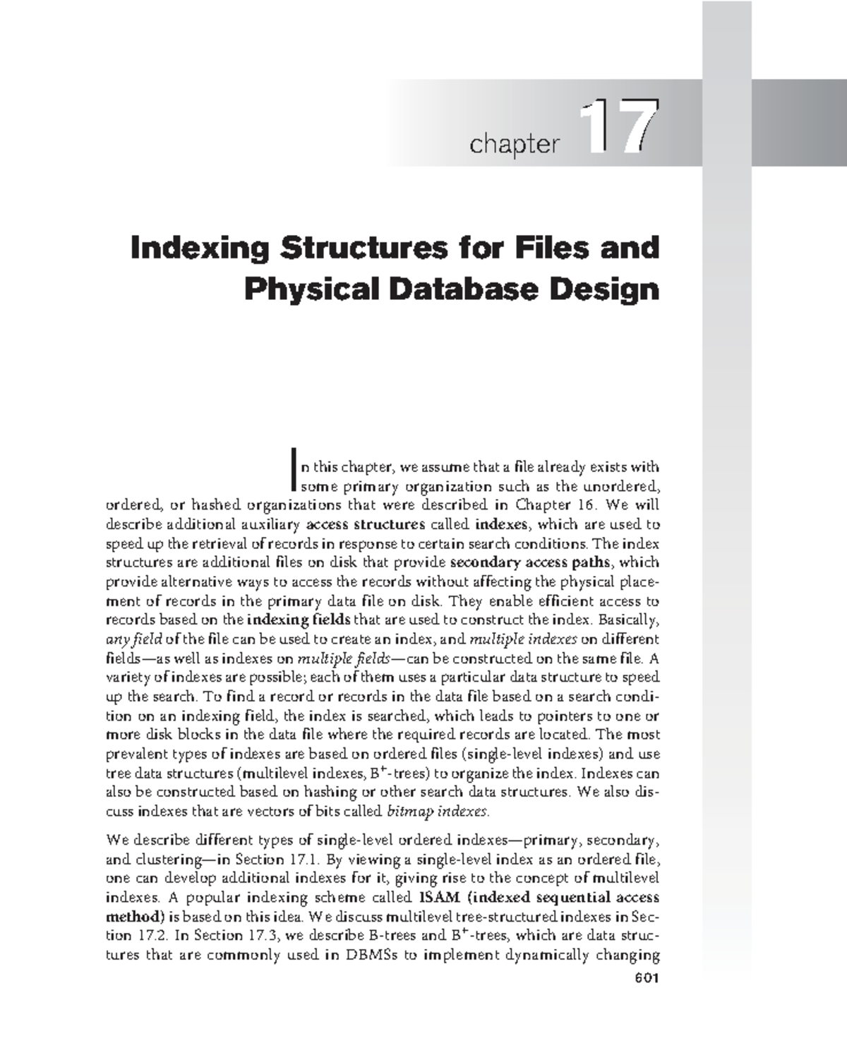 Fundamentals of Database Systems-Chapter 17 - 601 17 Indexing Structures for Files and Physical ...