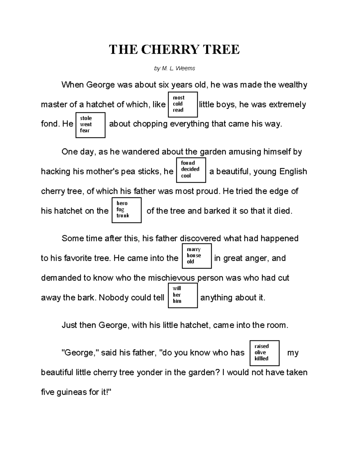 Maze - the cherry tree - MAZE - THE CHERRY TREE by M. L. Weems When ...