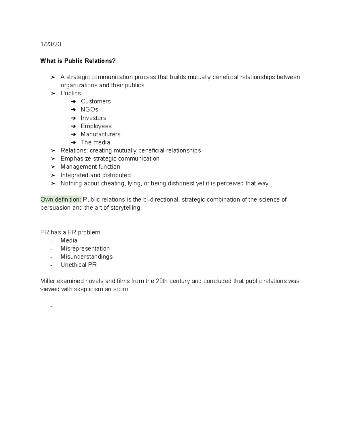 1 23 23 COM CM 215 Notes - Todd Van Hoosier - 1/23/ What is Public ...