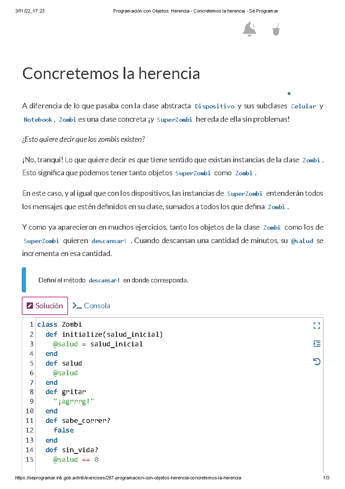 Ejercicio 12 Programación con Objetos Herencia - Concretemos la ...