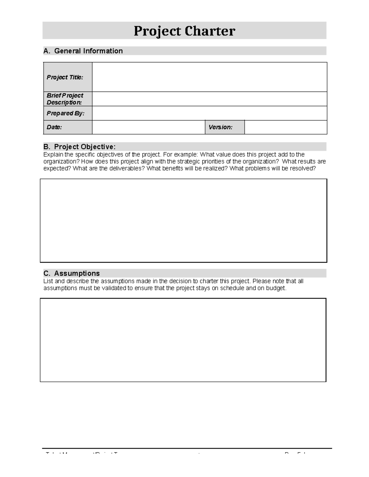 Project Charter Template 2 - A. General Information Project Title ...