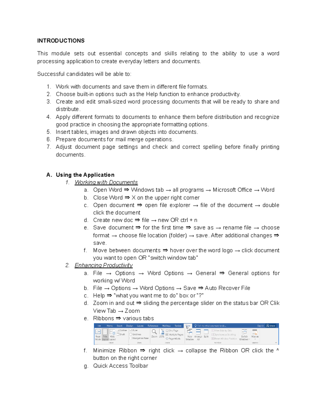 3 Word Processing Introductions This Module Sets Out Essential