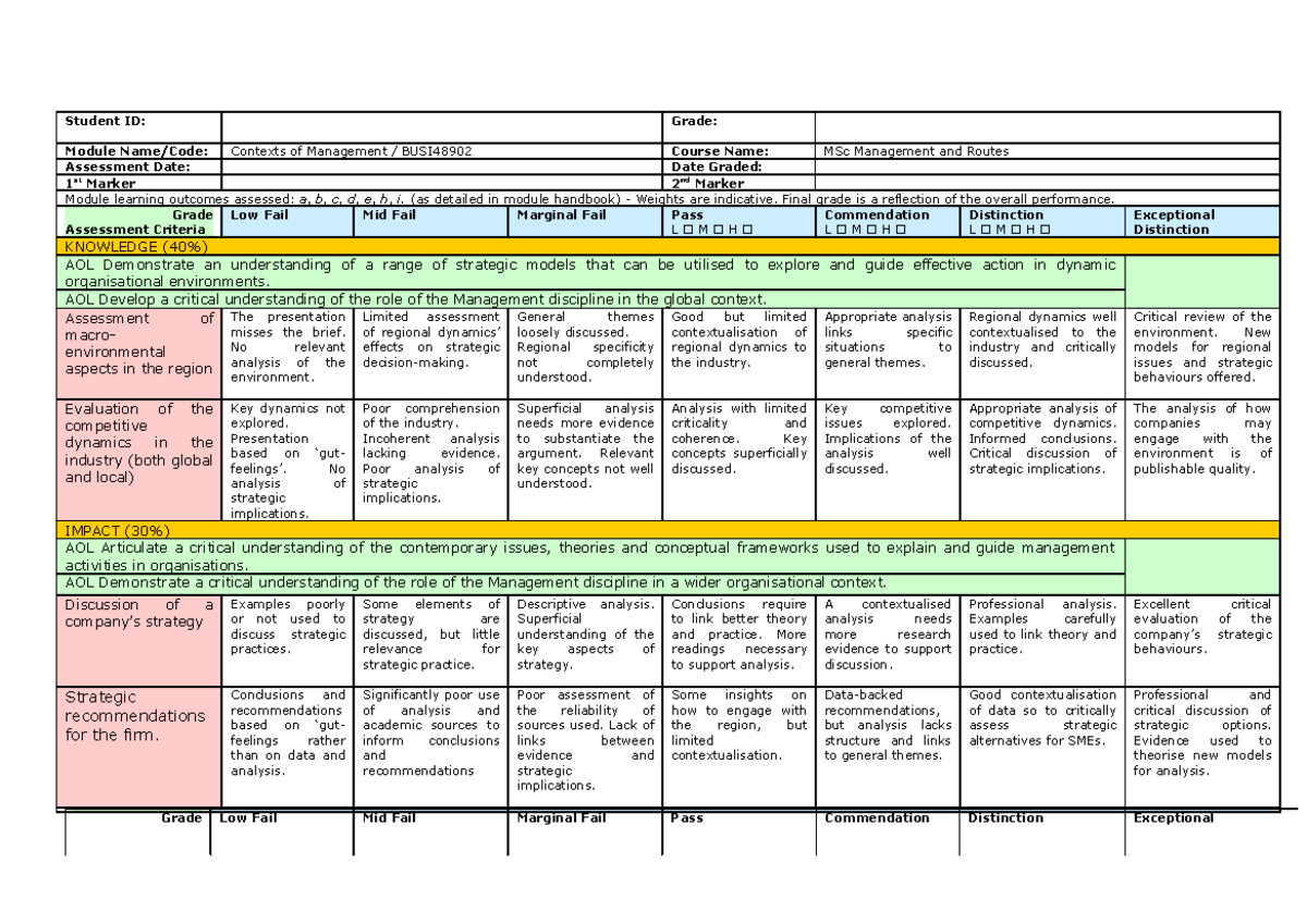 COM 2021 Marksheet Final (1) - Student ID: Grade: Module Name/Code ...