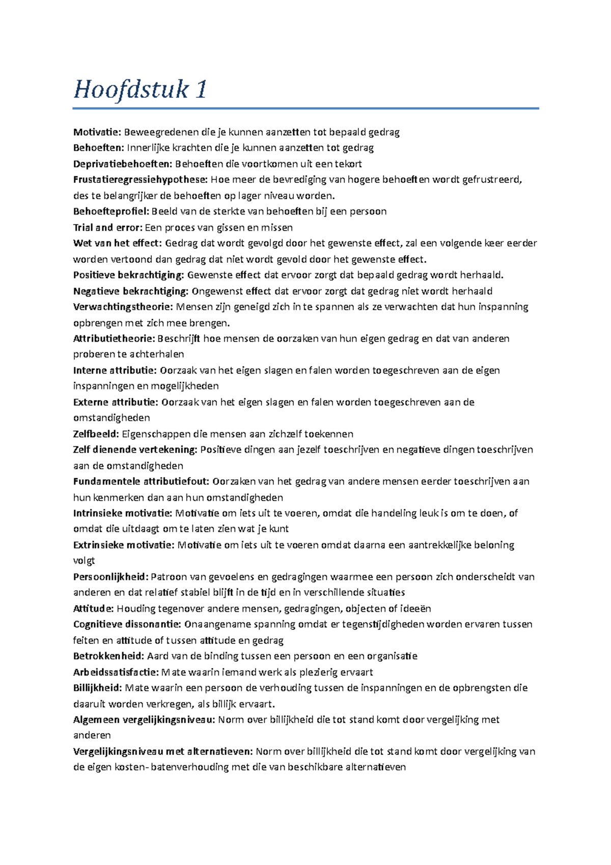 Samenvatting Gedrag In Organisaties Begrippenlijst Hoofdstuk 1 3 4