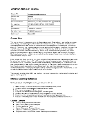 MH4320-SPMS - course detail - COURSE OUTLINE: MH Course Title Computational Economics Course ...
