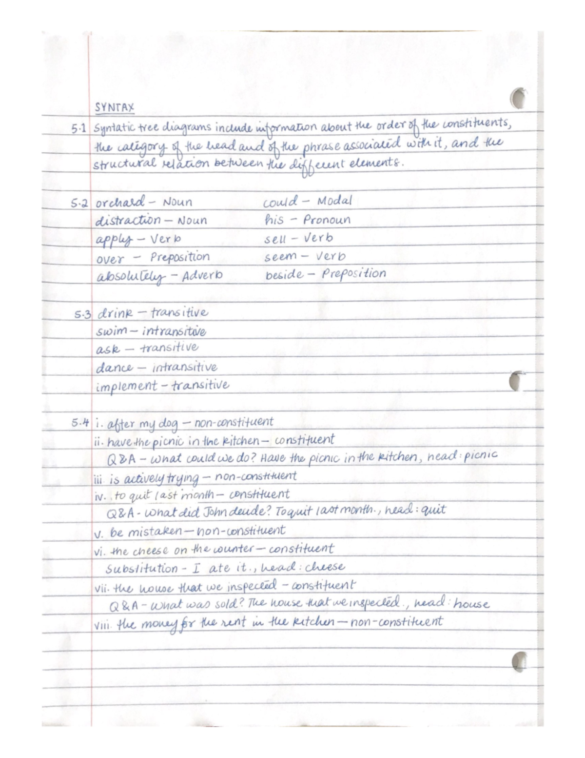 Syntax exercises - Linguist 1Aa3 - Studocu