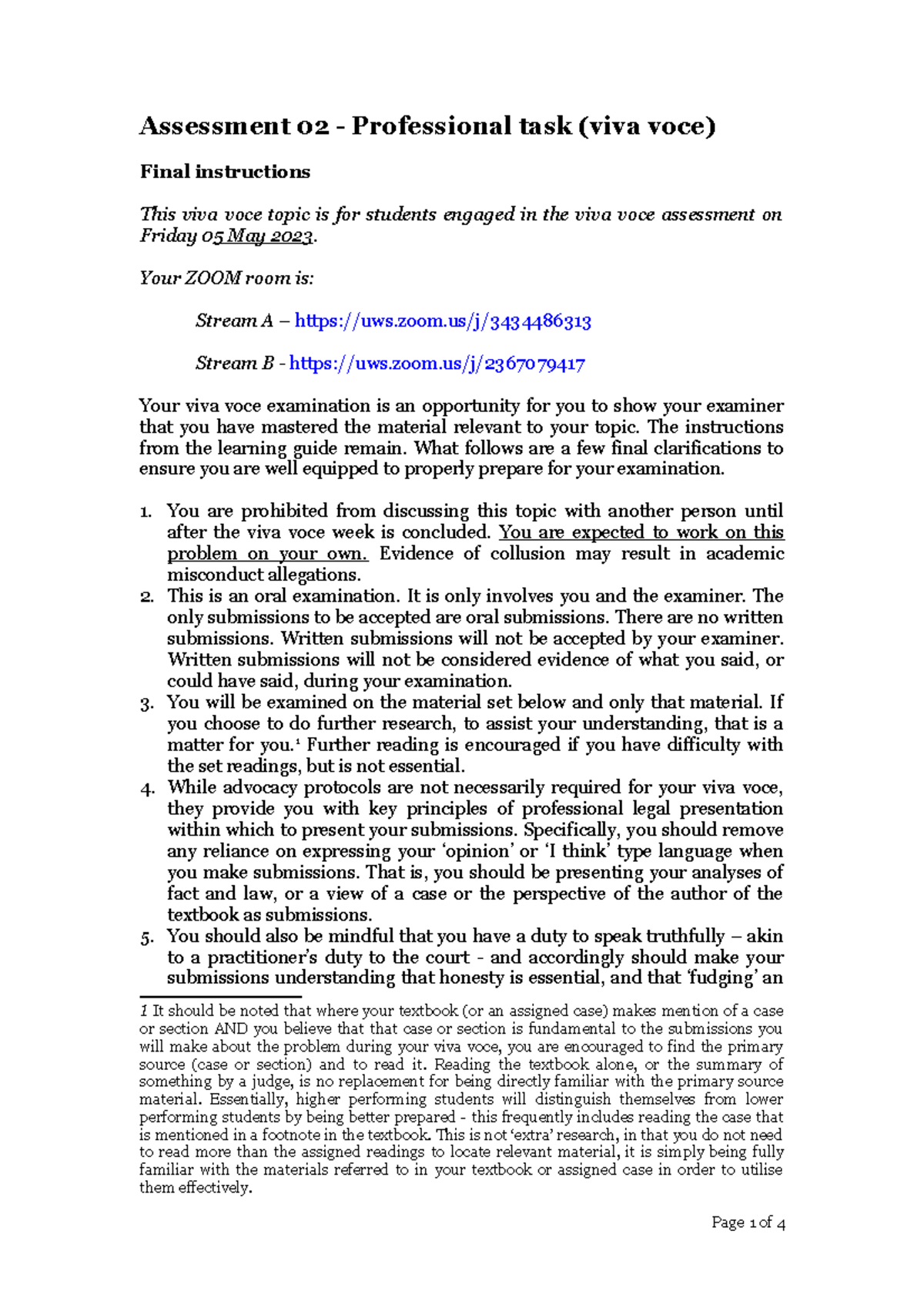 Viva Voce Exemplar - Assessment 02 - Professional task (viva voce ...