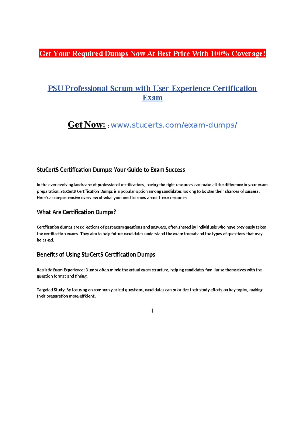 PSU Professional Scrum with User Experience Certification Exam - Get ...