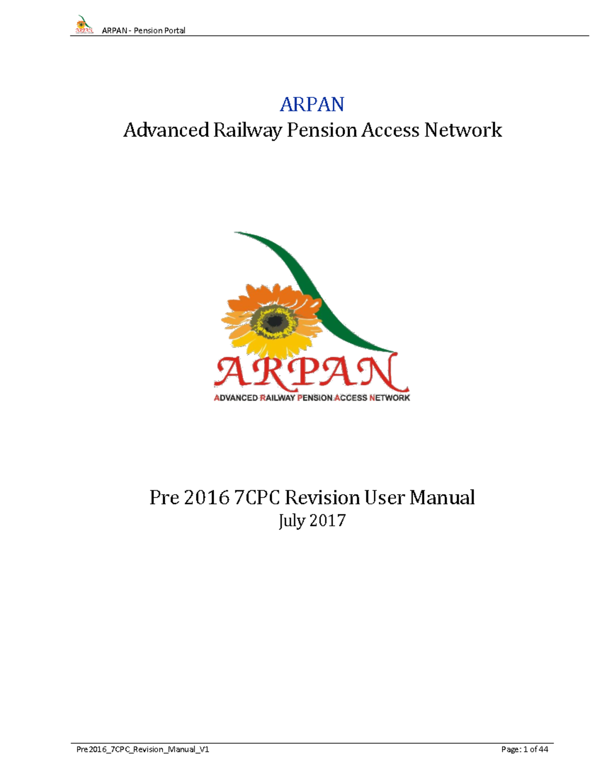 Pre2016 7CPC Revision User Manual - ARPAN Advanced Railway Pension ...