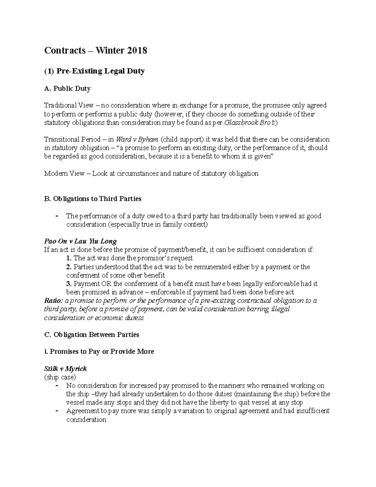 Contracts – Winter 2018 - Contracts – Winter 2018 (1) Pre-Existing ...