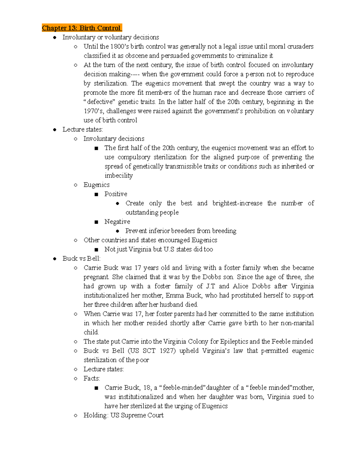 FMSC 487 Test 3 study guide - Chapter 13: Birth Control Involuntary or ...