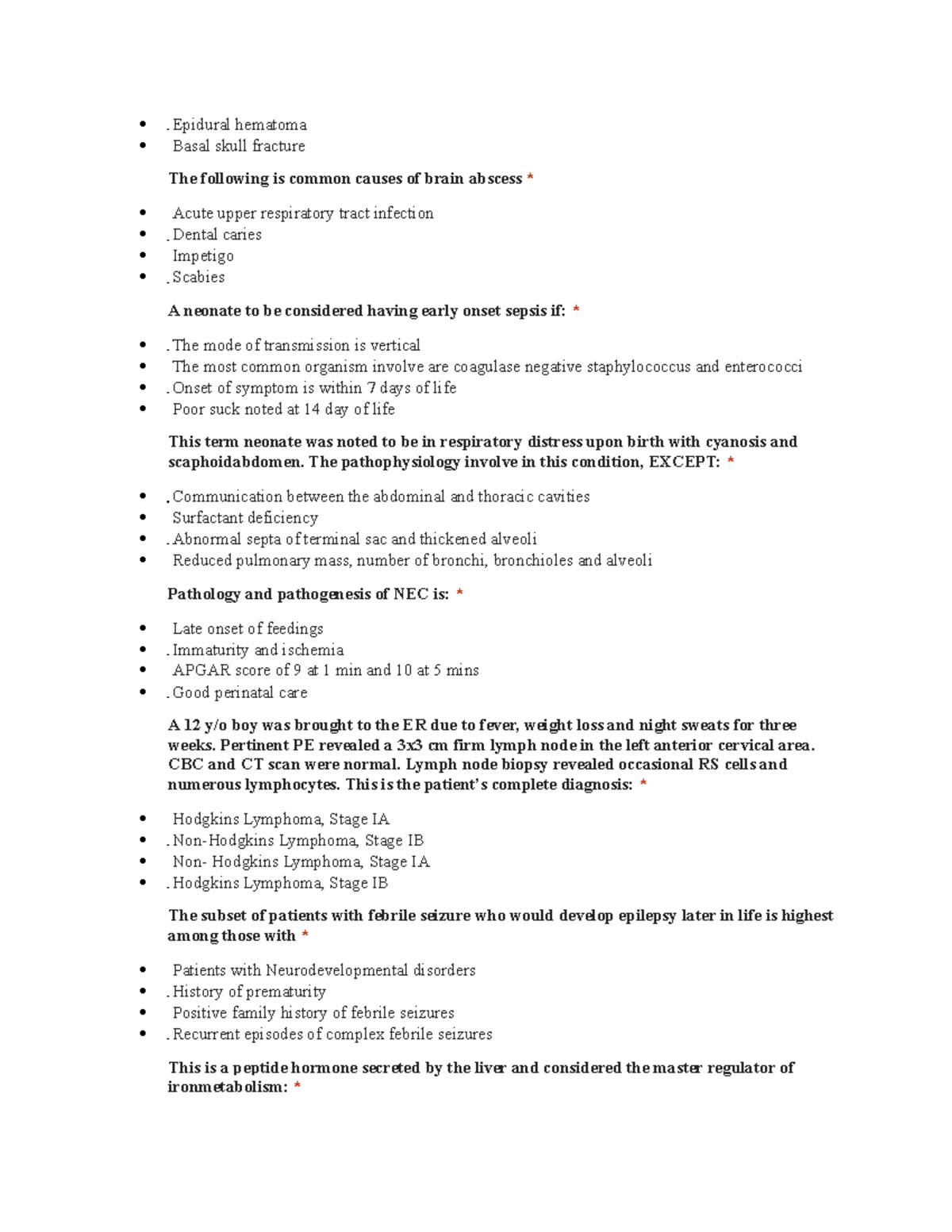 Pedia Medical Prelim EXAM PART 3 - Epidural hematoma Basal skull ...