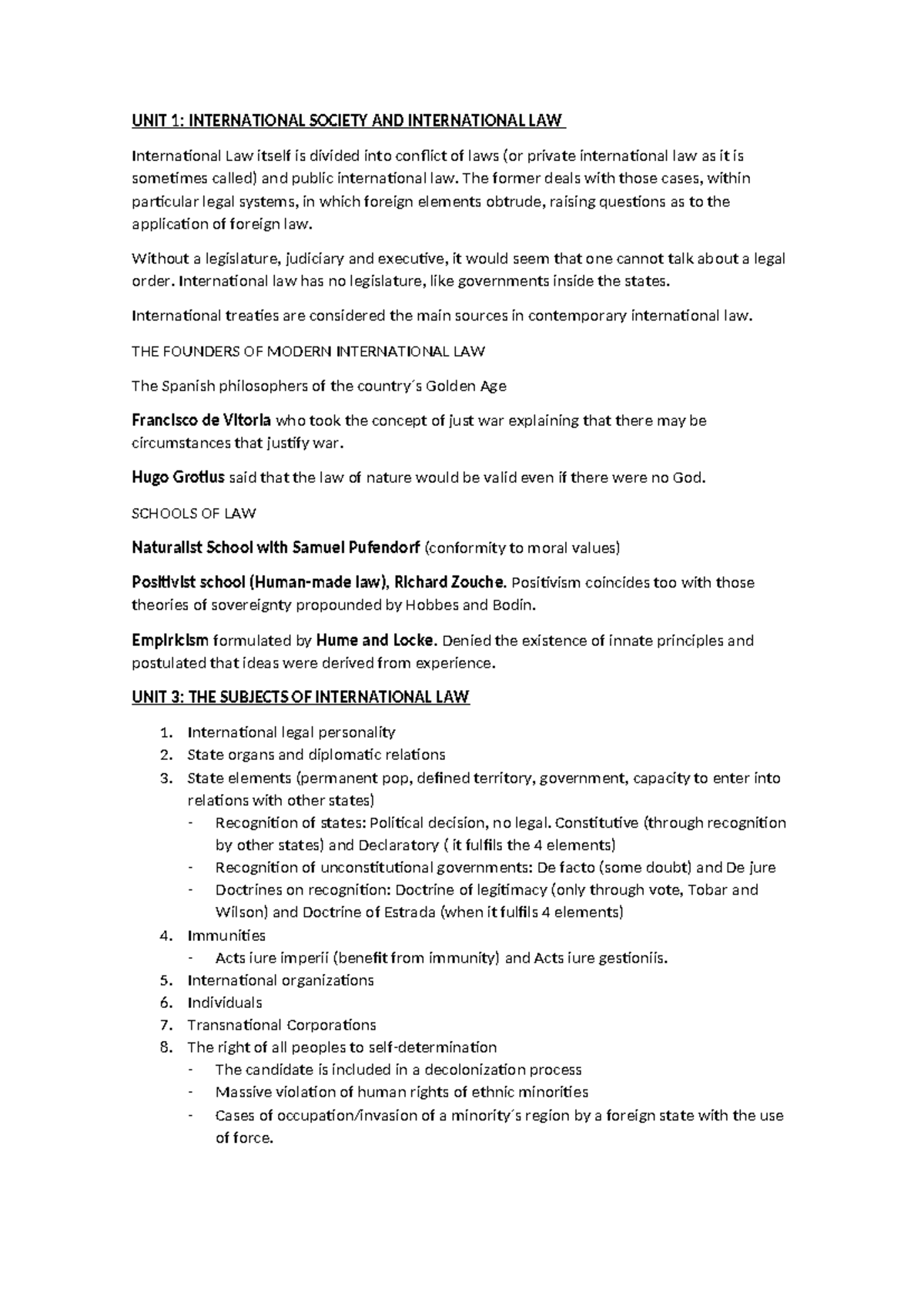 Esquema Temas - UNIT 1: INTERNATIONAL SOCIETY AND INTERNATIONAL LAW International Law itself is ...