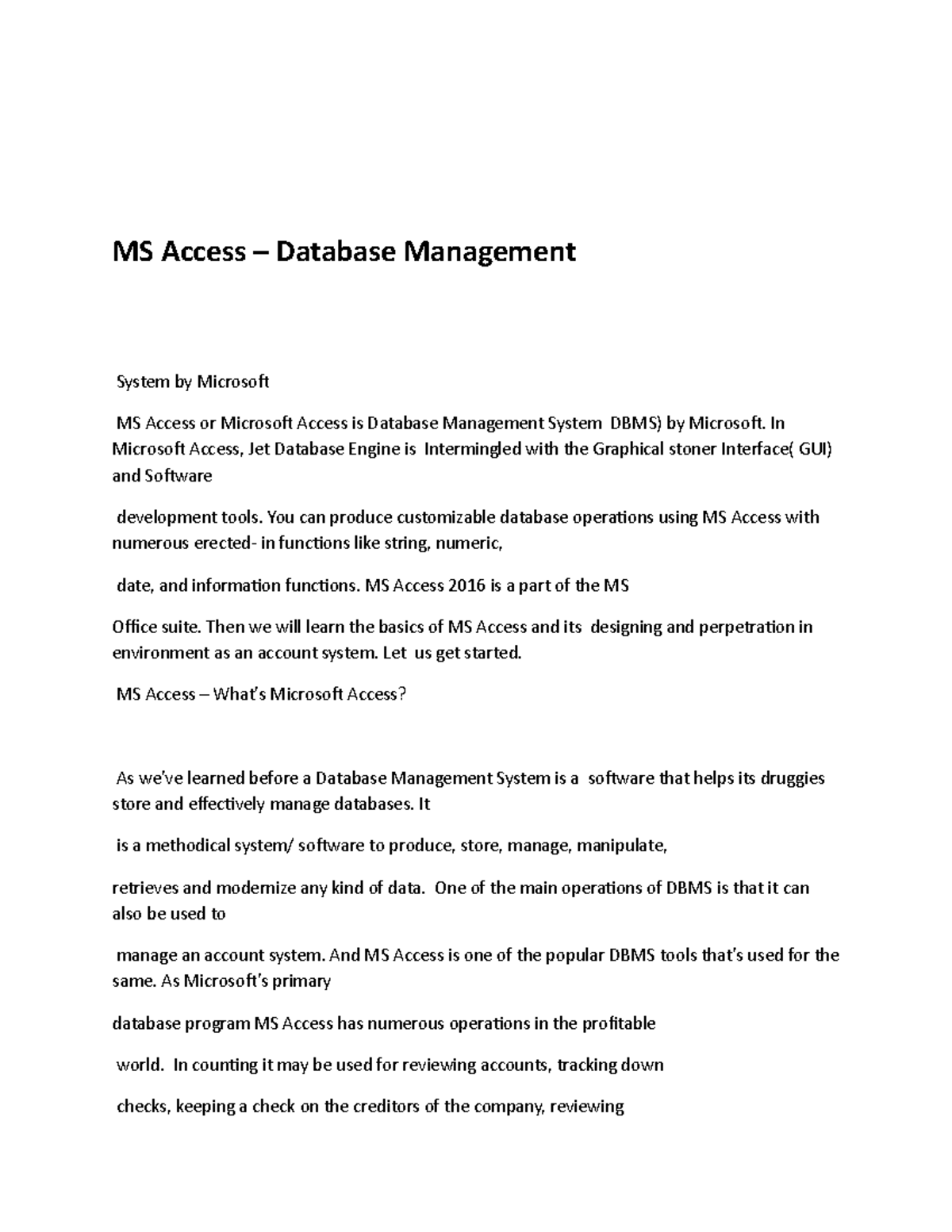 Ms Access Database Management Ms Access Database Management System By Microsoft Ms Access