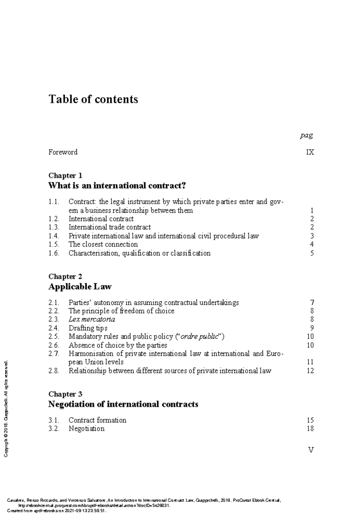 Index .- An Introduction to International Contract Law - (Table of ...