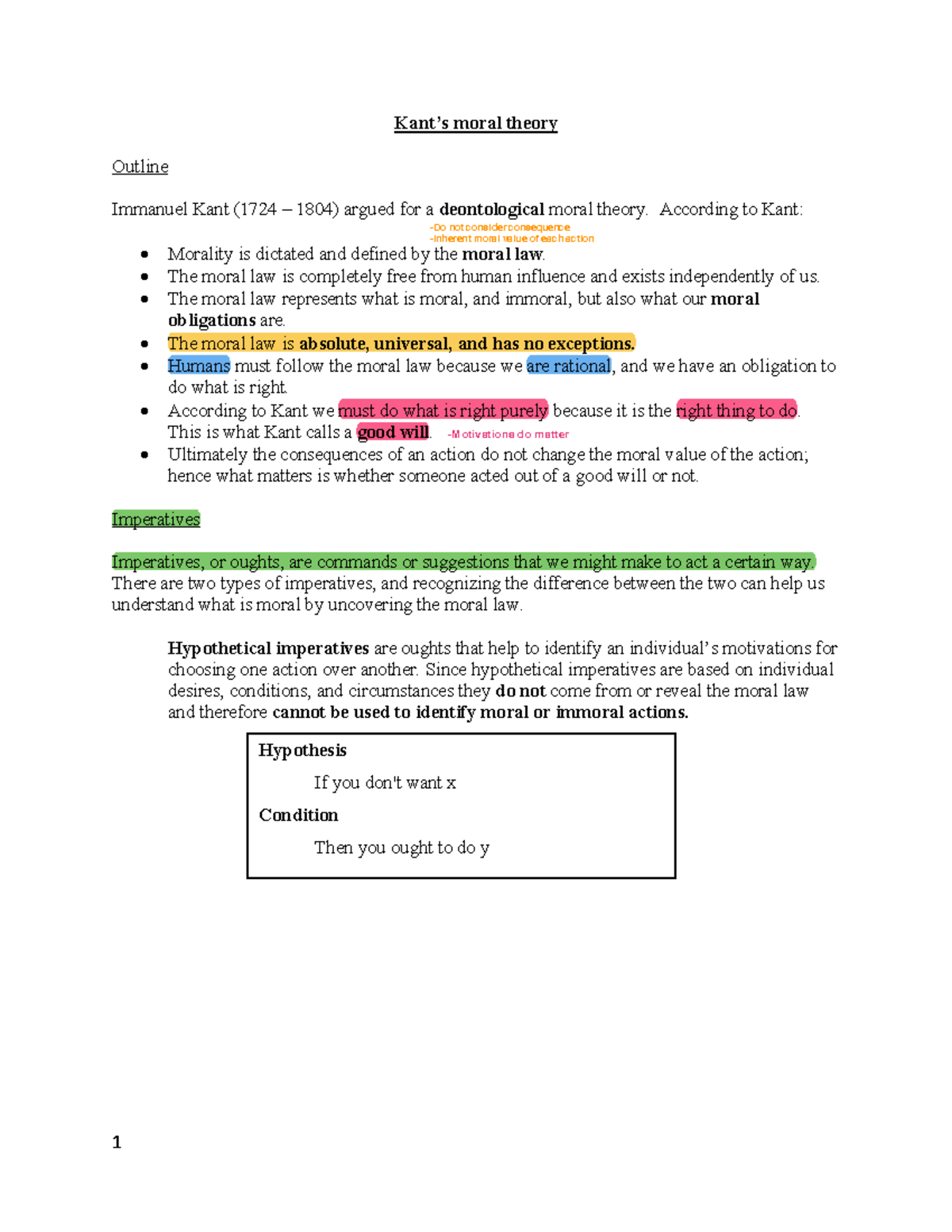 Kants moral philosophy - Phi 180 Prof. Paul Harris 1 Kant’s moral ...