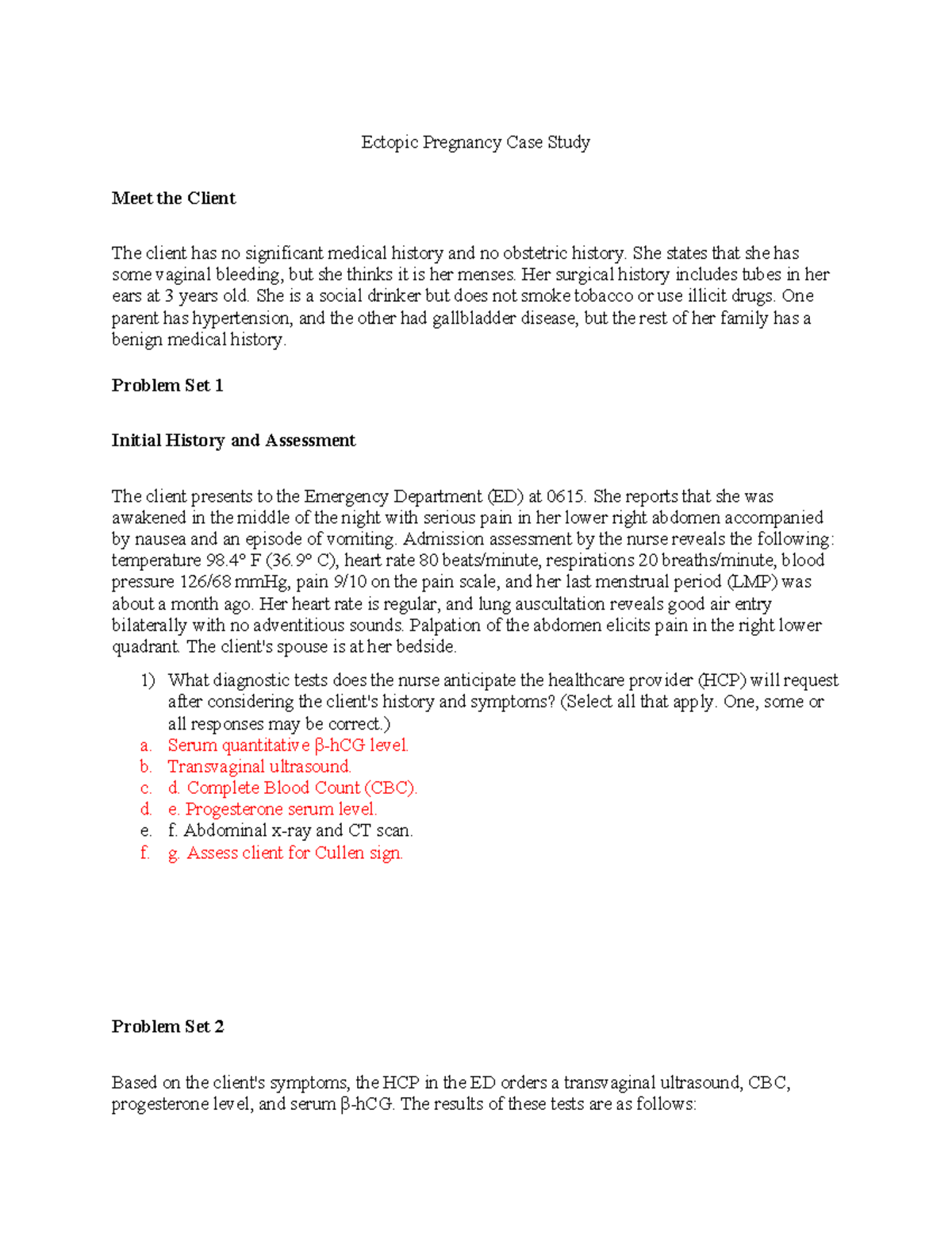Ectopic case study - Ectopic Pregnancy Case Study Meet the Client The ...