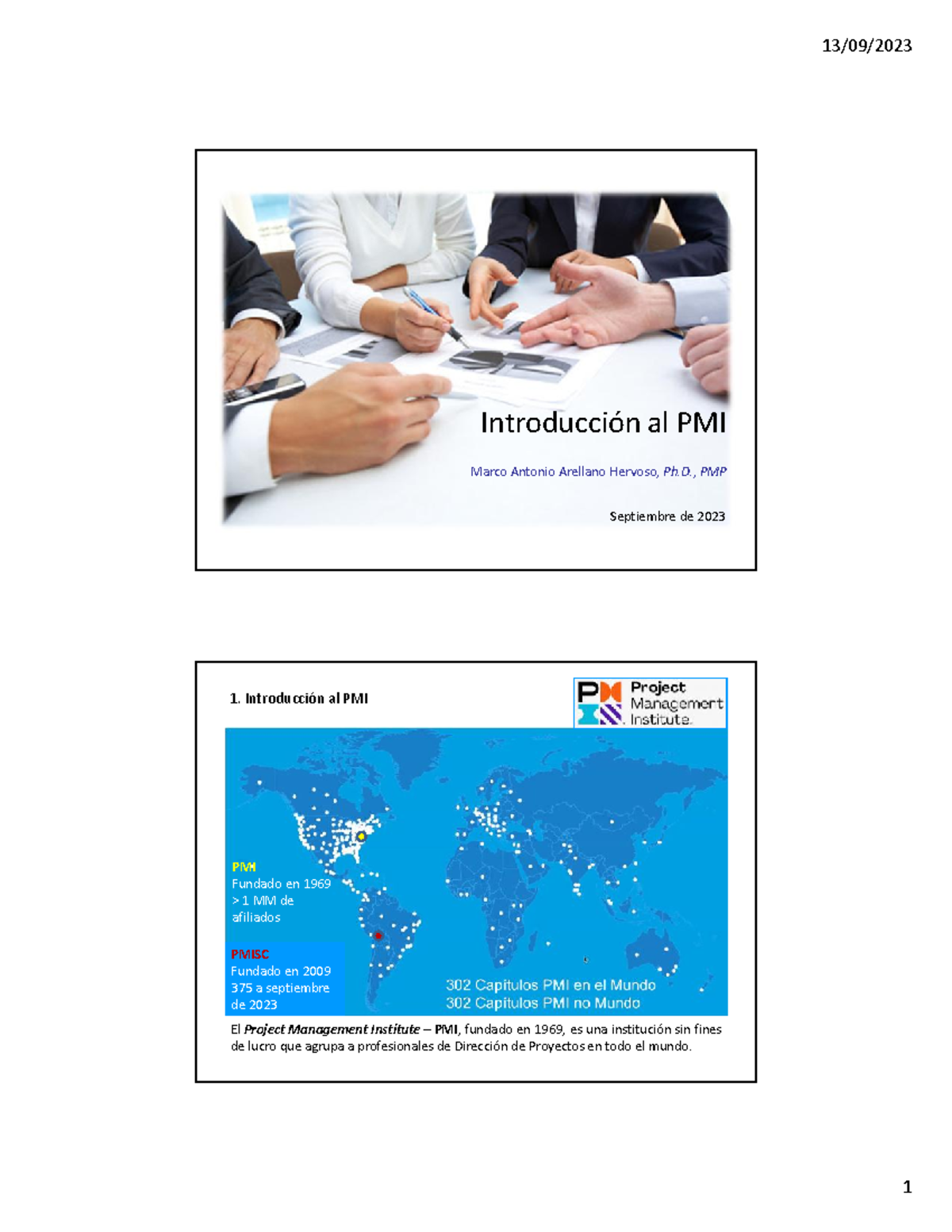 1 Introducción al PMI - Introduccion al PMI - Introducción al PMI Marco ...
