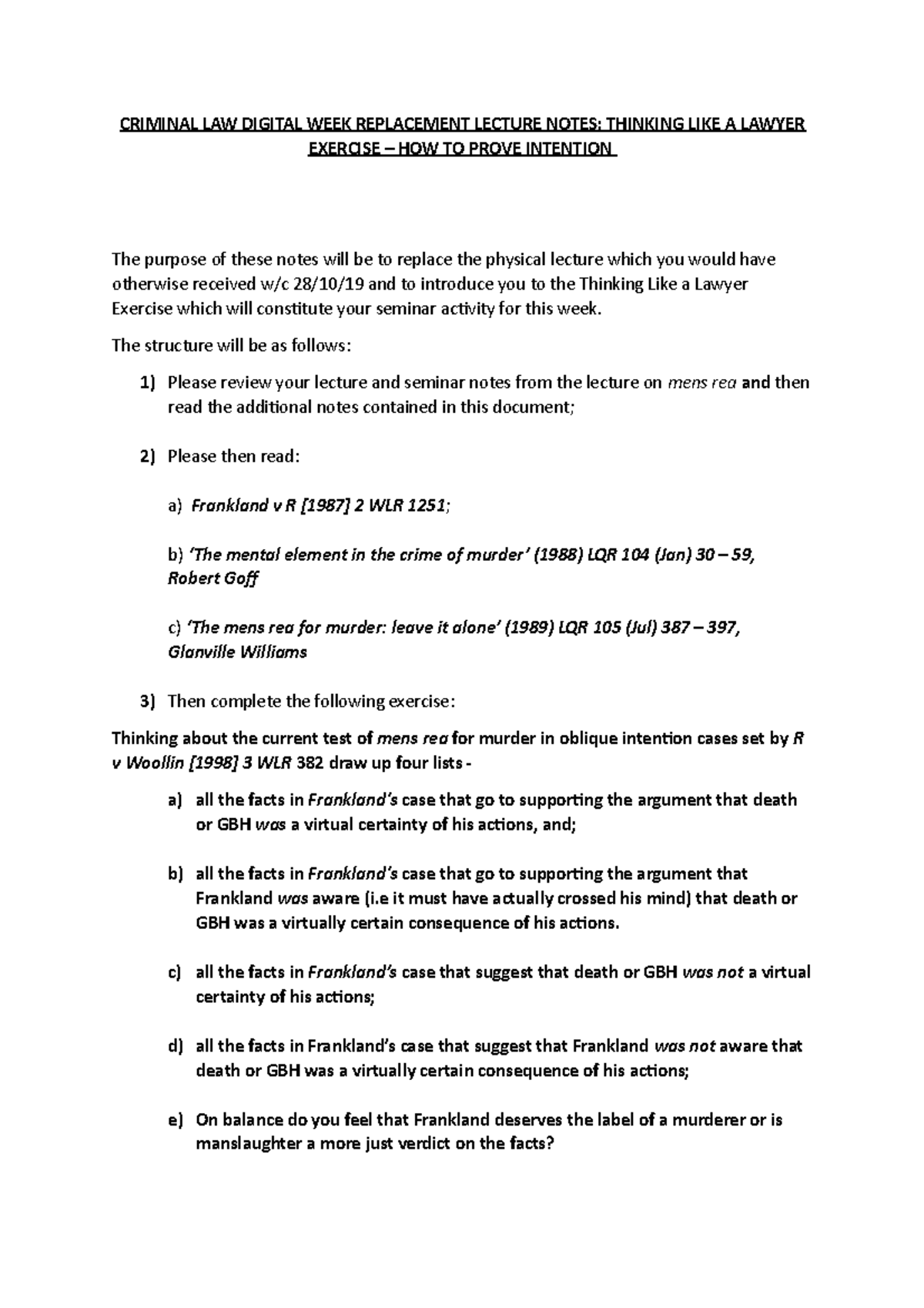 Criminal Law - How to Prove Intention - CRIMINAL LAW DIGITAL WEEK ...
