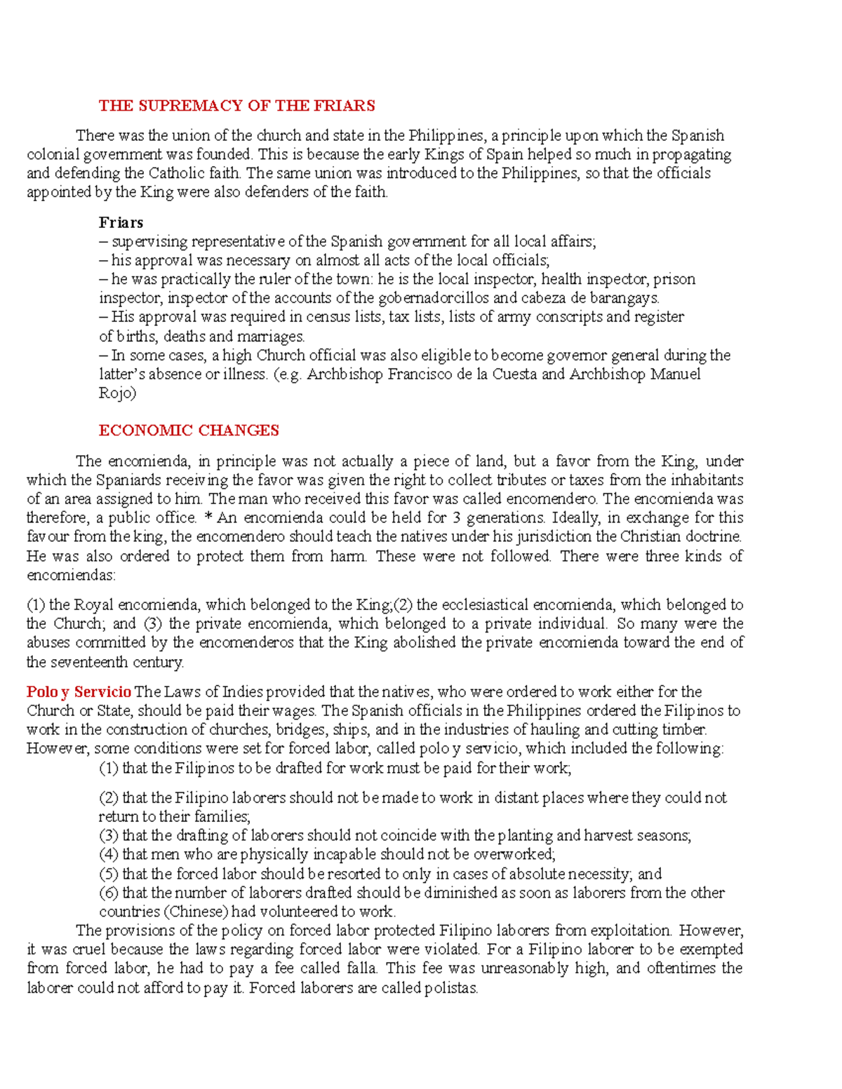 The Supremacy of The Friars In RPH - THE SUPREMACY OF THE FRIARS There ...