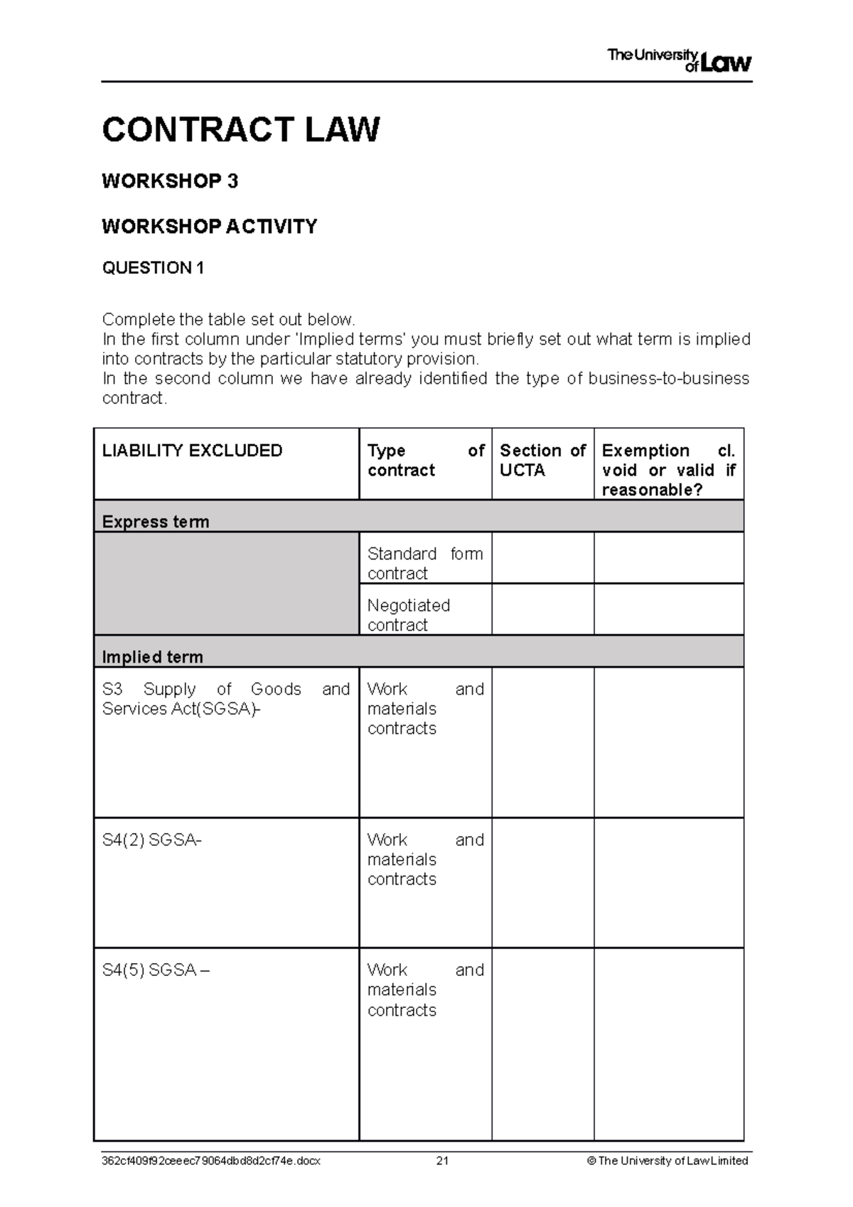 2021 ma contract ws03 ce02 activity - CONTRACT LAW WORKSHOP 3 WORKSHOP ...