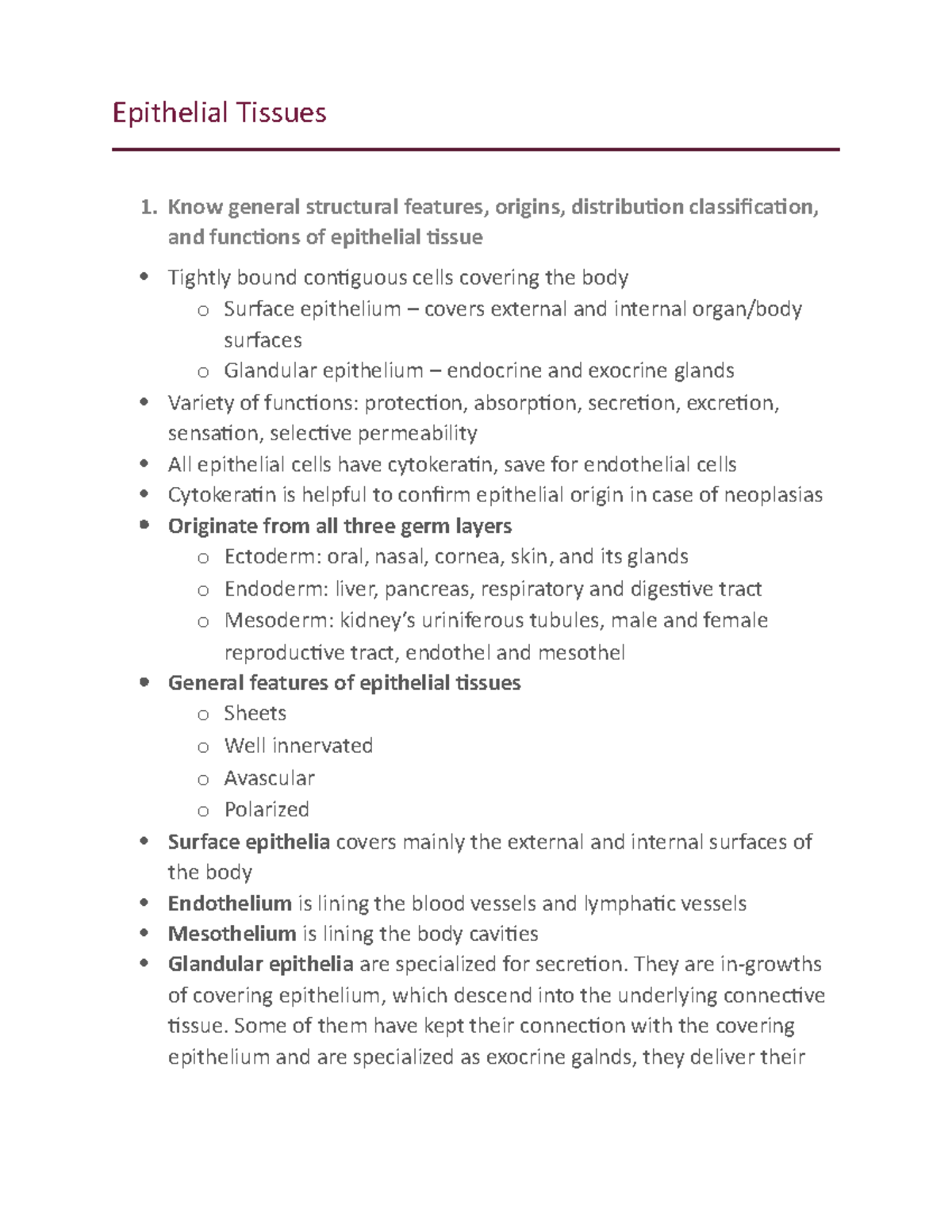 Epithelial Tissues - Epithelial Tissues Know general structural ...