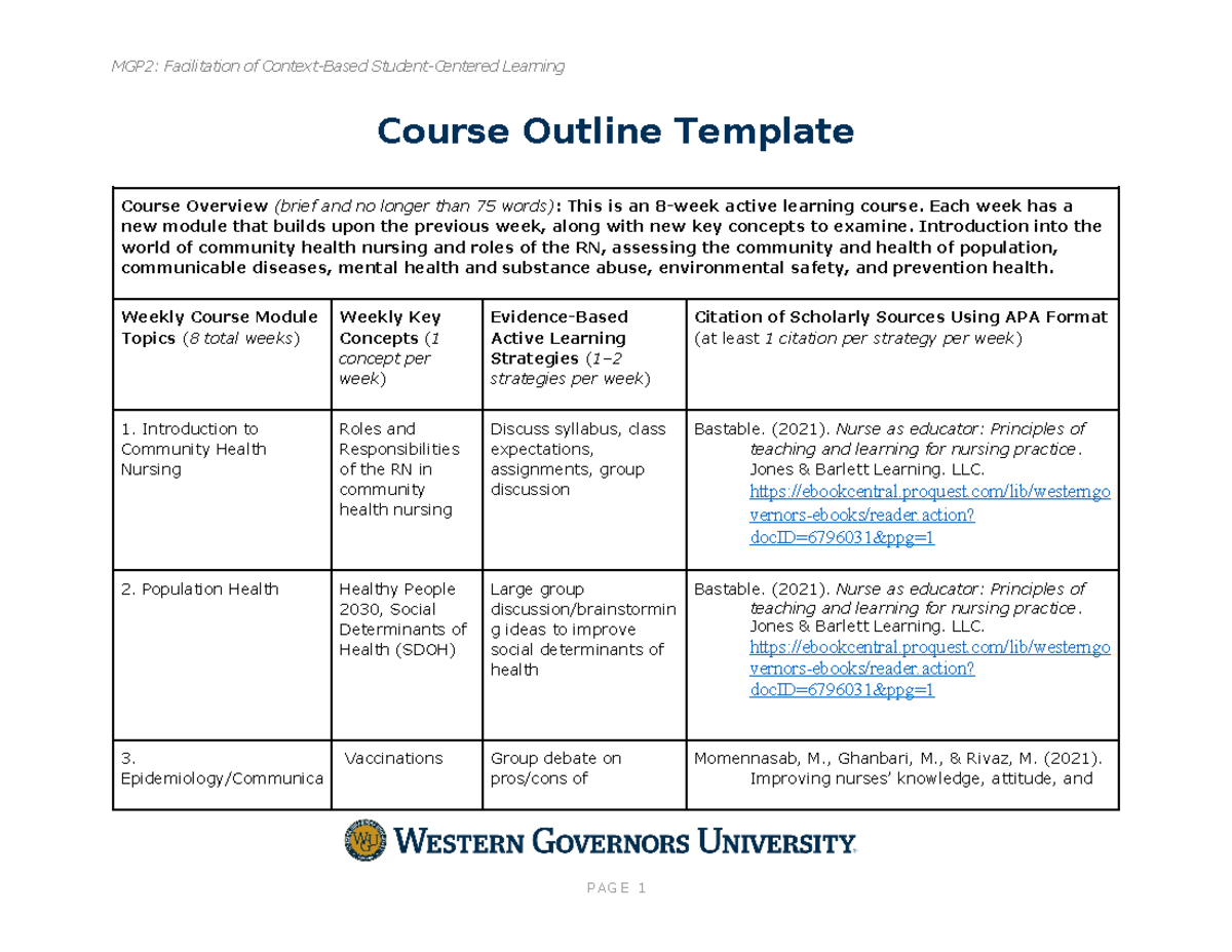 C919 Course Outline - MGP2: Facilitation of Context-Based Student ...