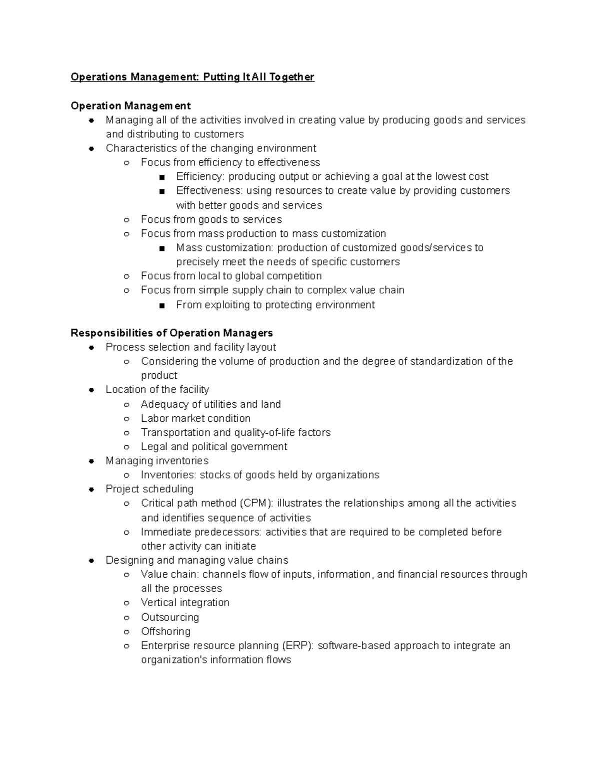 Chapter 17 - Tyler Custis - Operations Management: Putting It All ...