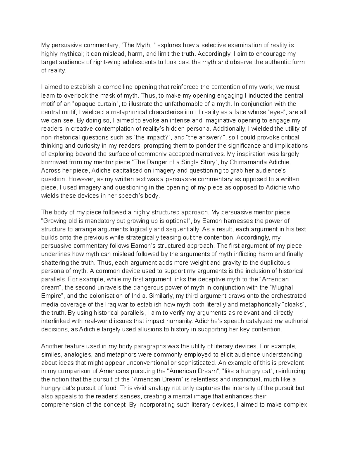 Written commentry - My sample commentary on "Personal Jounrneys" - My ...