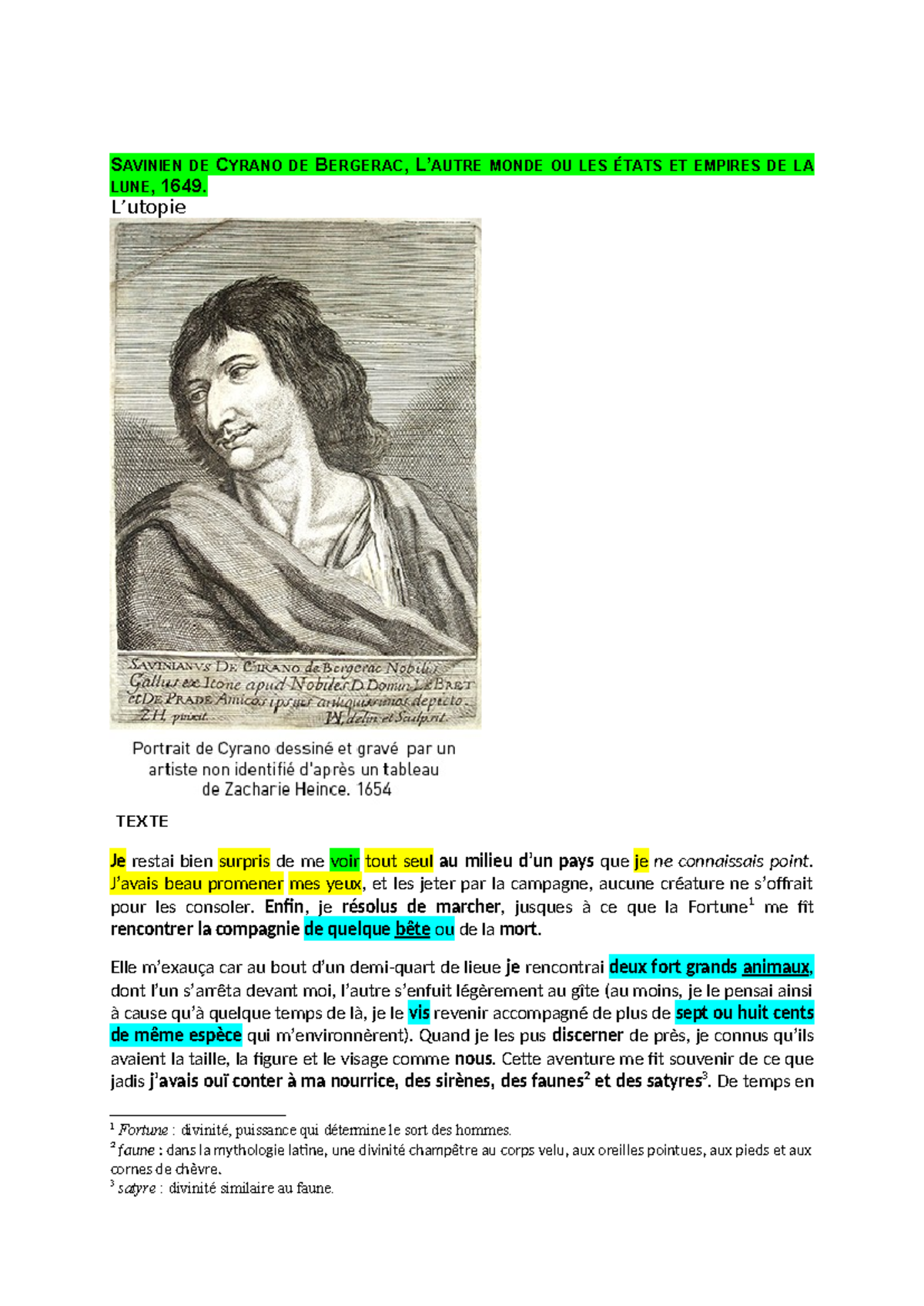 Cyrano - Cours - SAVINIEN DE CYRANO DE BERGERAC, L’AUTRE MONDE OU LES ÉTATS ET EMPIRES DE LA ...