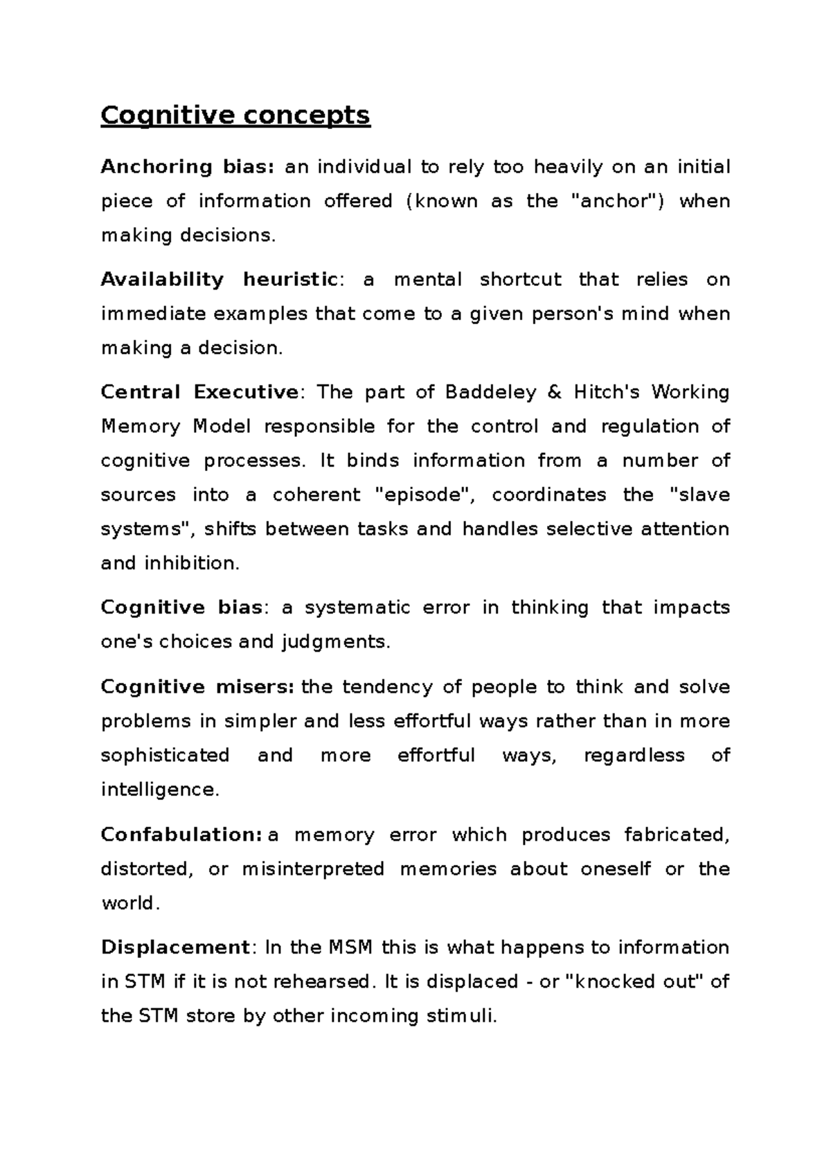 Cognitive concepts - Cognitive concepts Anchoring bias: an individual ...