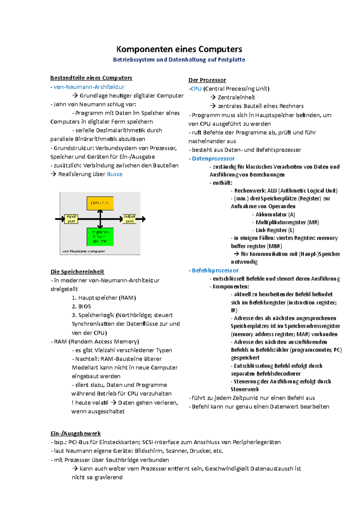 3. Komponenten eines Computers - Komponenten eines Computers ...