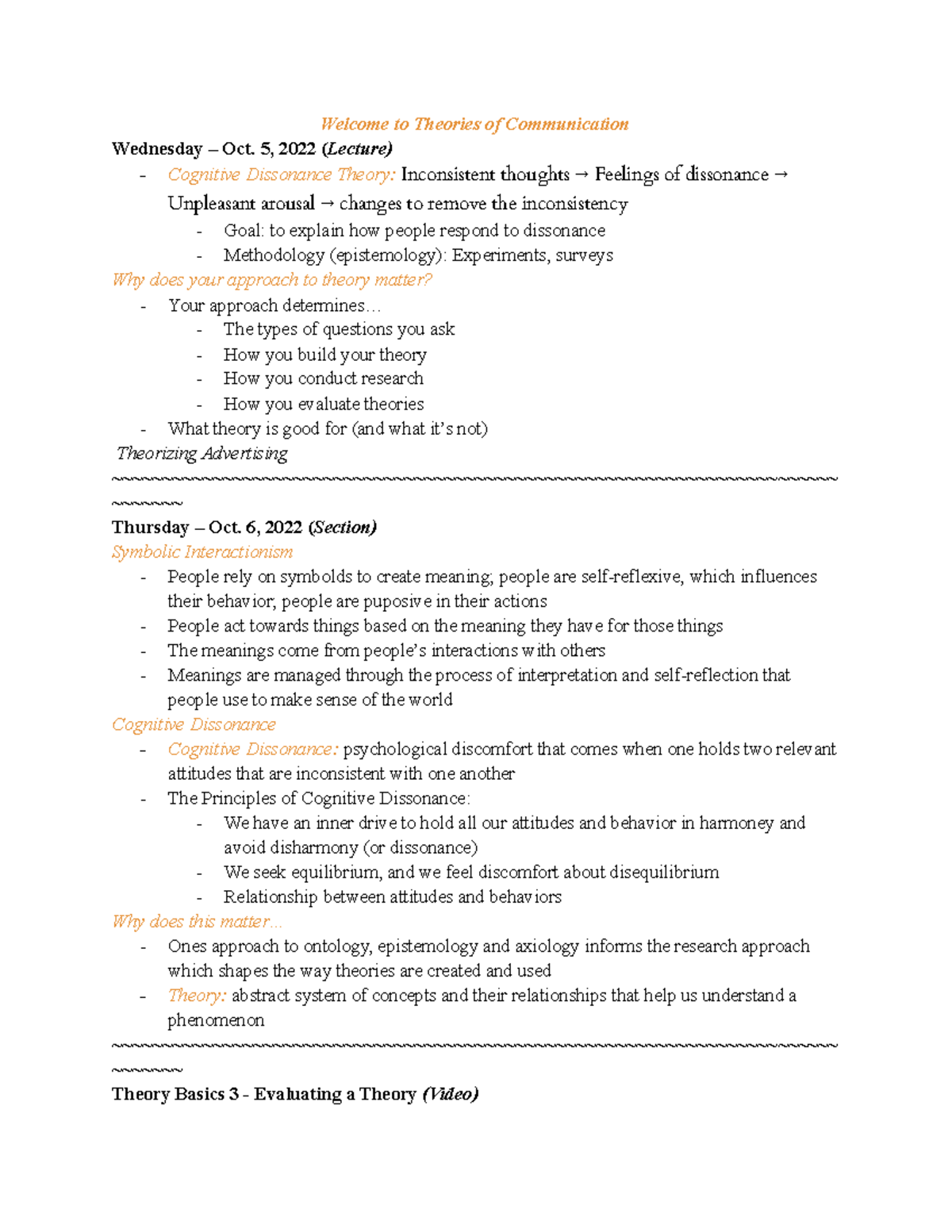 COMM89 Week 2 - Lecture Notes Week 2 - Welcome to Theories of ...