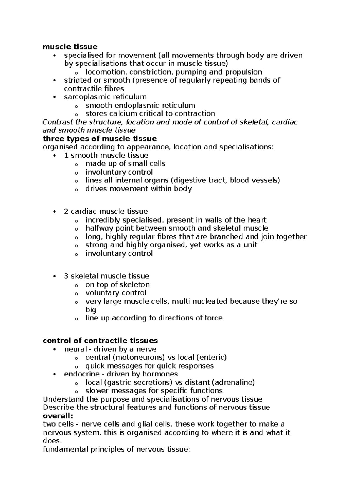 Hubs1403 cells to systems - muscle tissue specialised for movement (all movements through body ...