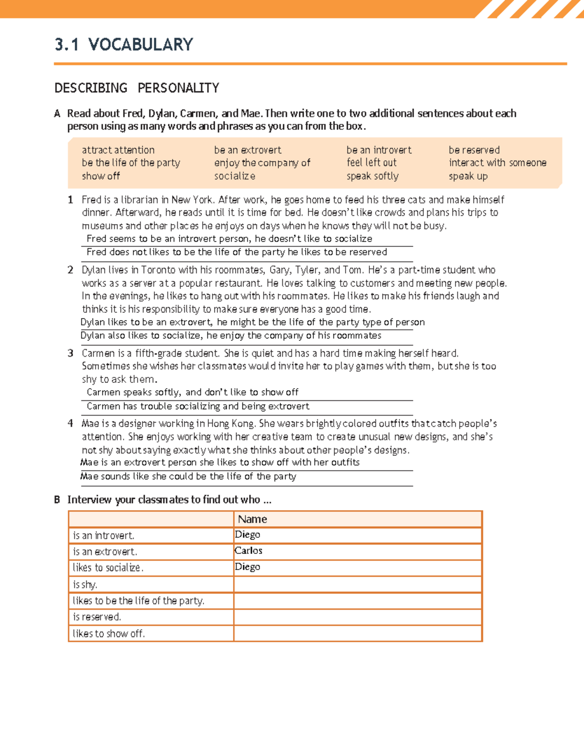 BUS Program Evolve 5 Lesson Plan 3 Handout 1 and 2 - 3 VOCABULARY ...
