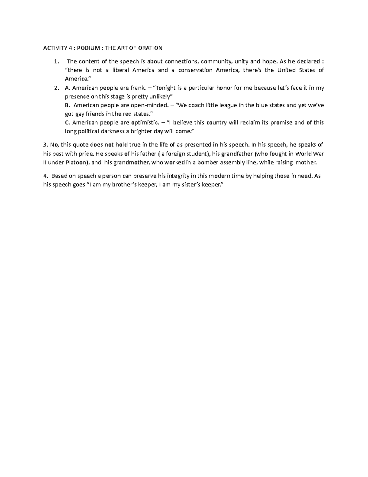 Podium The Art of Oration - ACTIVITY 4 : PODIUM : THE ART OF ORATION ...