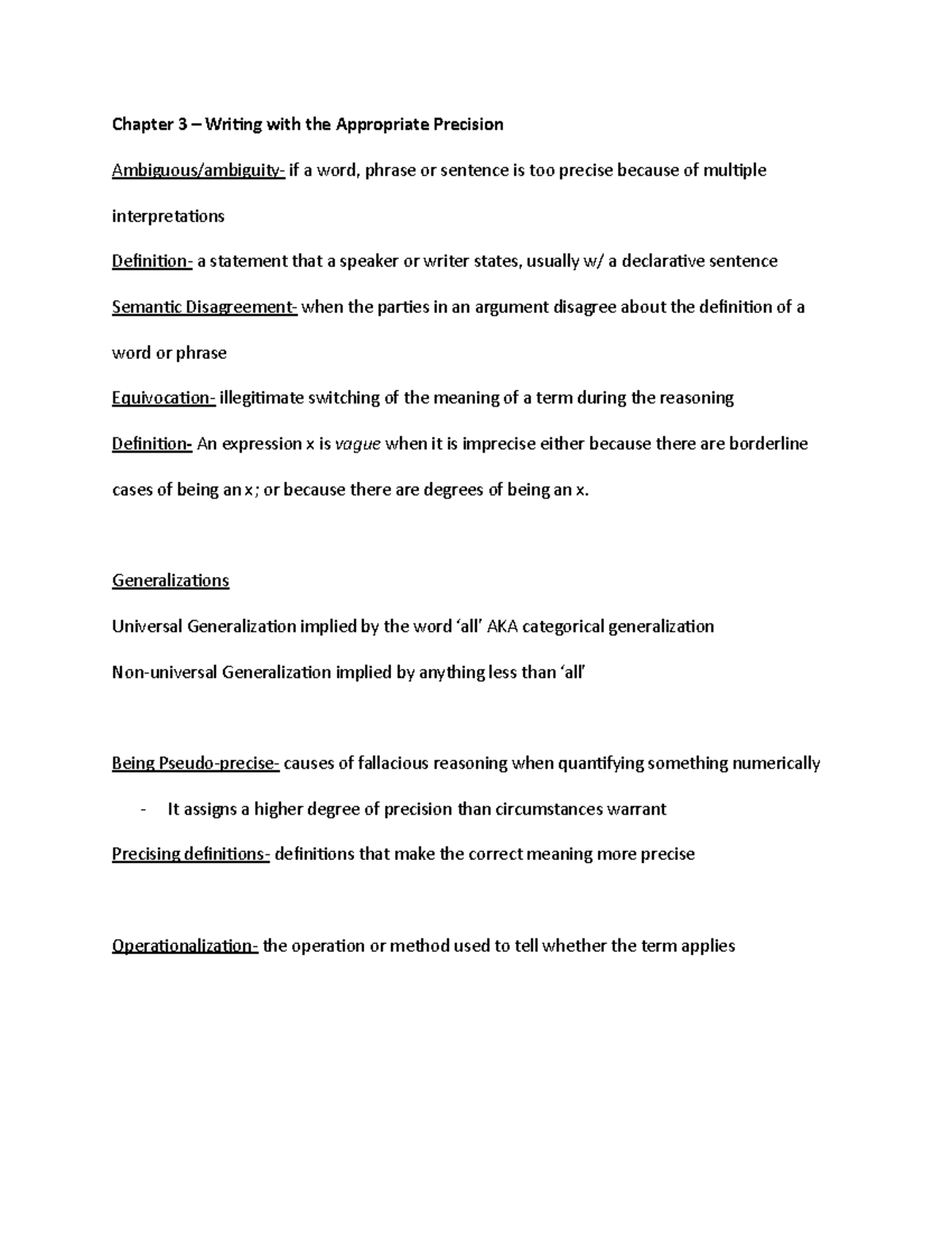 Chapter 3 – Writing with the Appropriate Precision - Chapter 3 ...