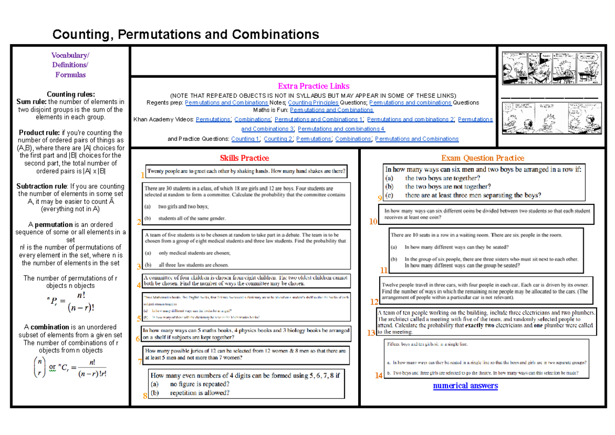 HLAA - Counting, Permutations and Combinations - - Studocu