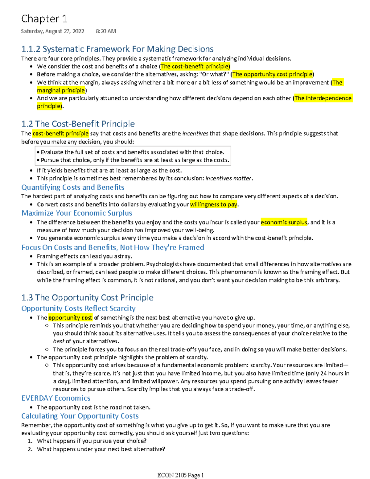 Ch.1 Notes - Chapter 1 summary - 1.1 Systematic Framework For Making ...