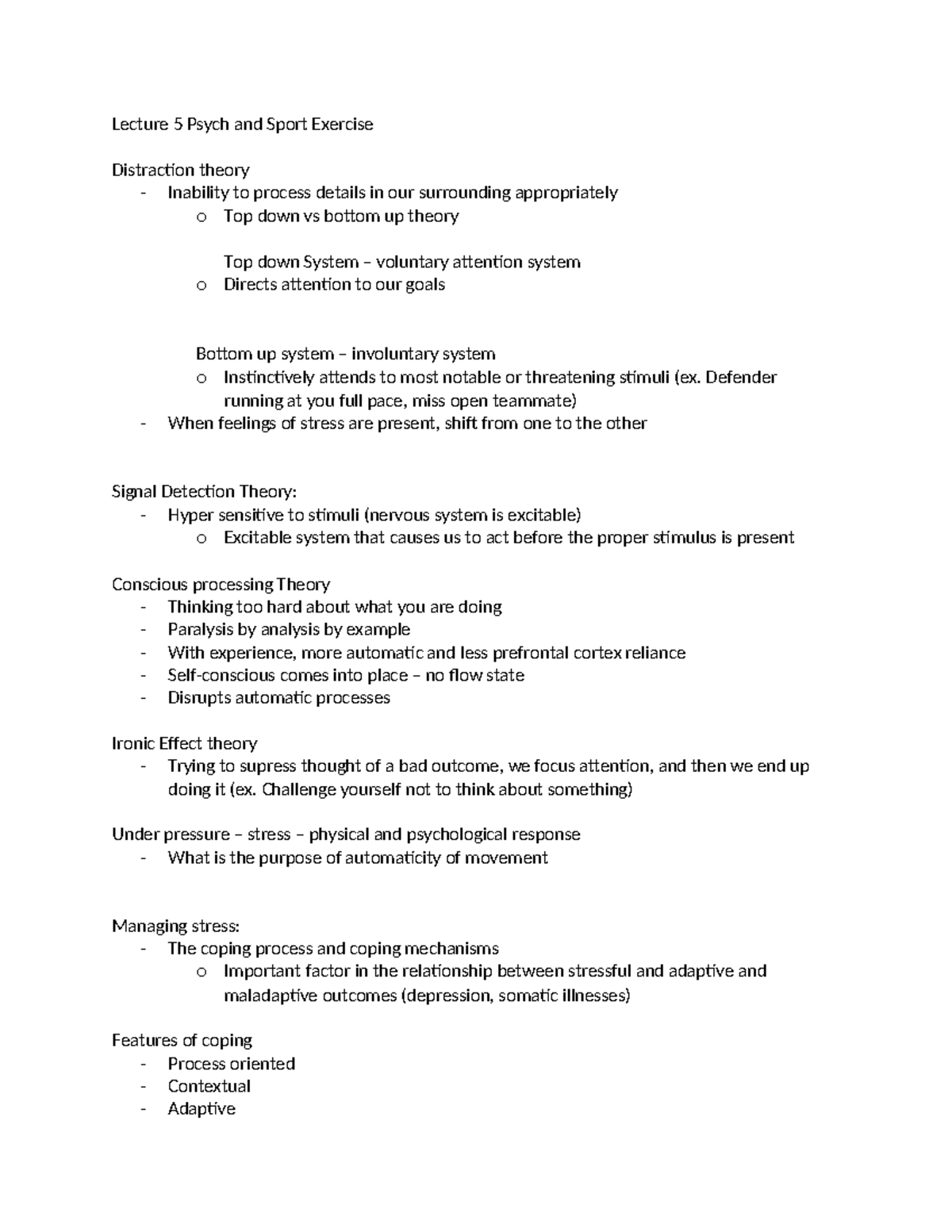 Lecture 5 Psych and Sport Exercise - Lecture 5 Psych and Sport Exercise ...