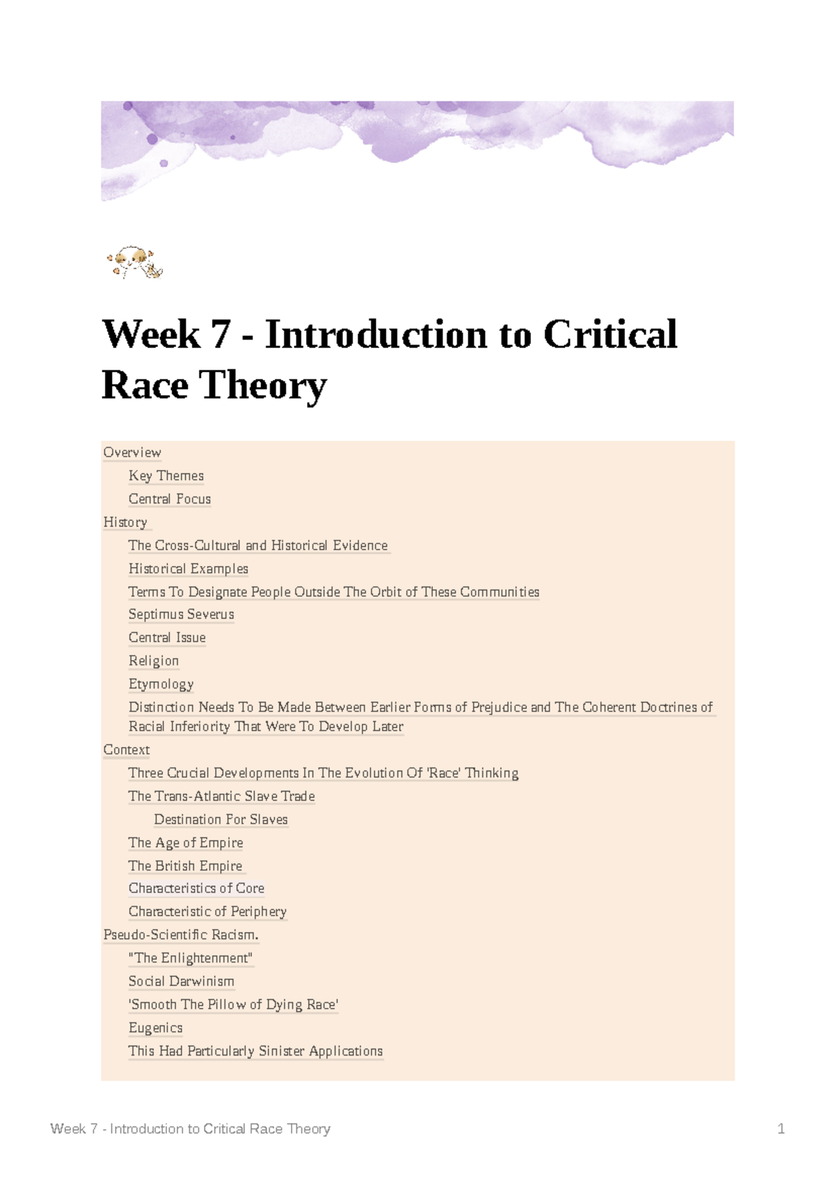 Week 7 - Introduction to Critical Race Theory - Week 7 - Introduction to Critical Race Theory ...