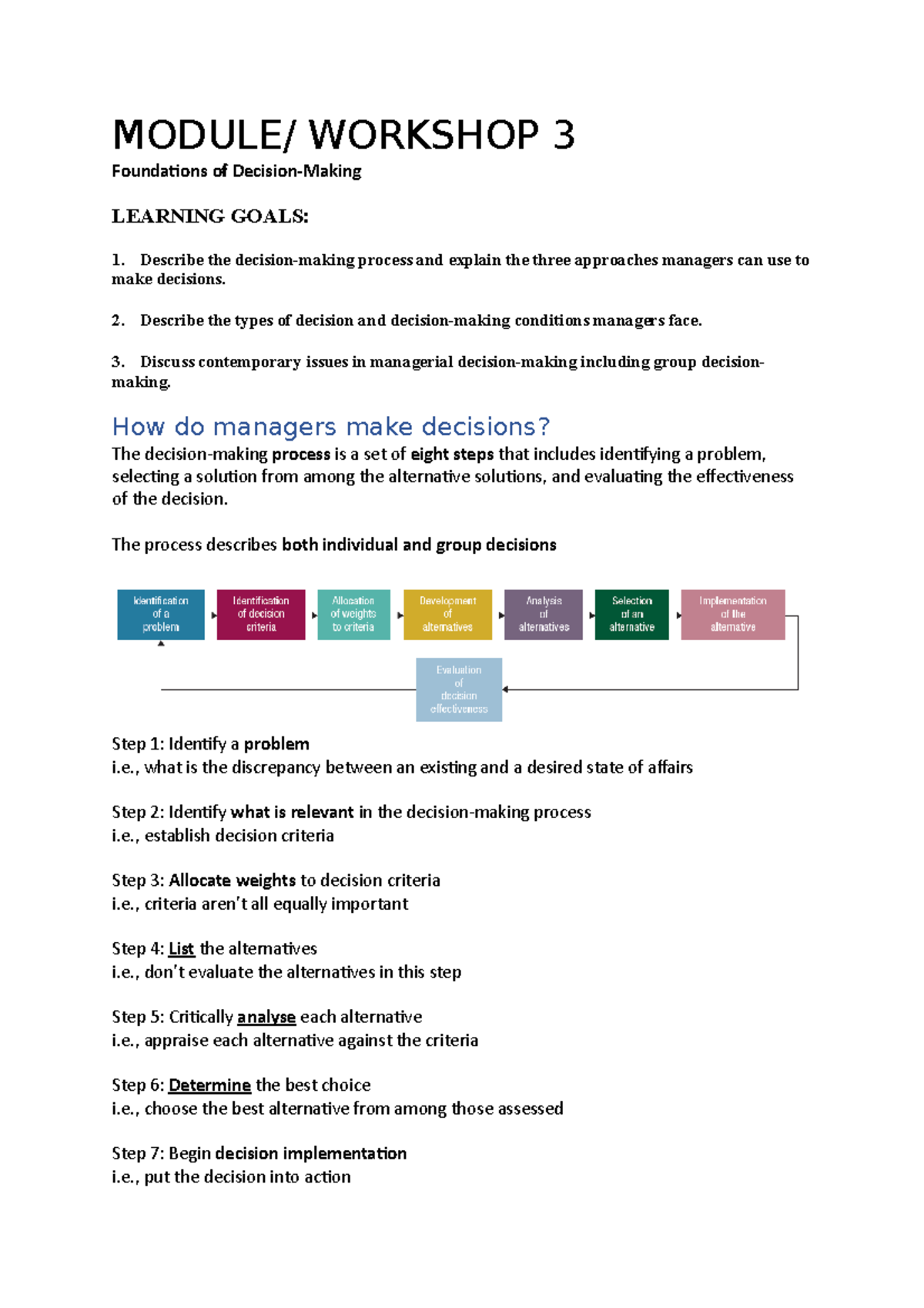 Approaches to Decision Making in Management - Studocu