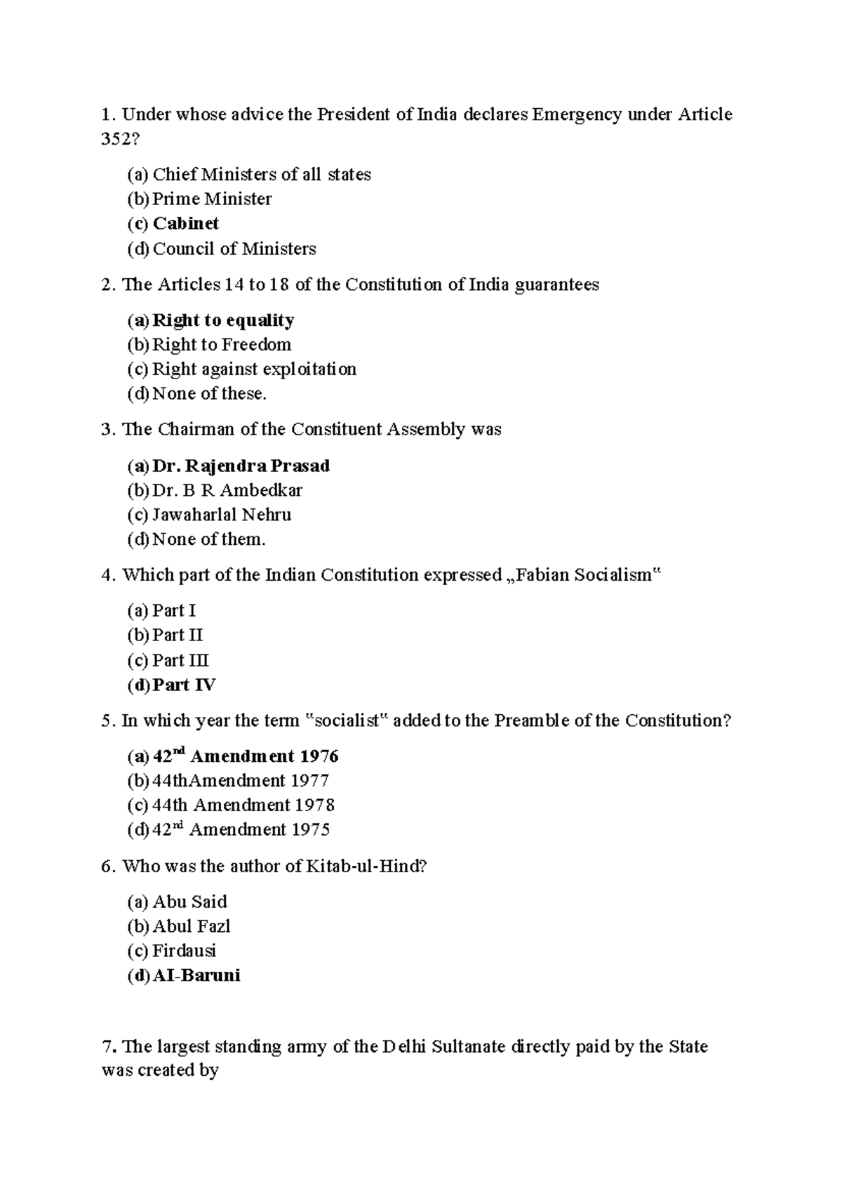objective types question on law and polity - Under whose advice the ...