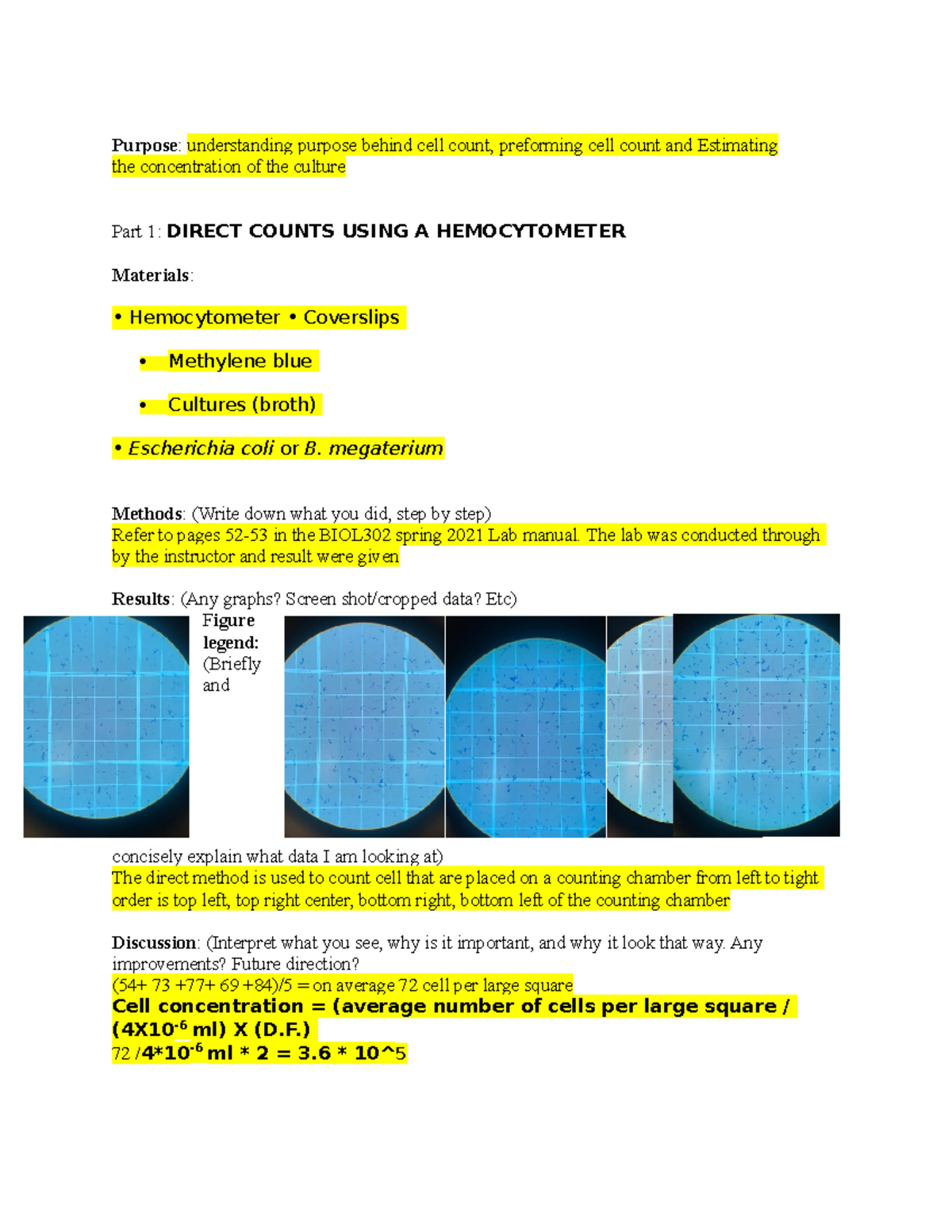 Bacterial Quantification - Purpose : understanding purpose behind cell ...