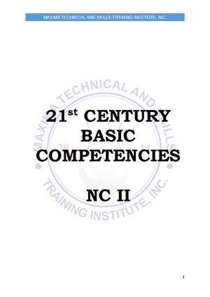 21st Century Basic Competencies NC 1 - 21 st CENTURY BASIC COMPETENCIES NC I COURSE STRUCTURE 7 ...